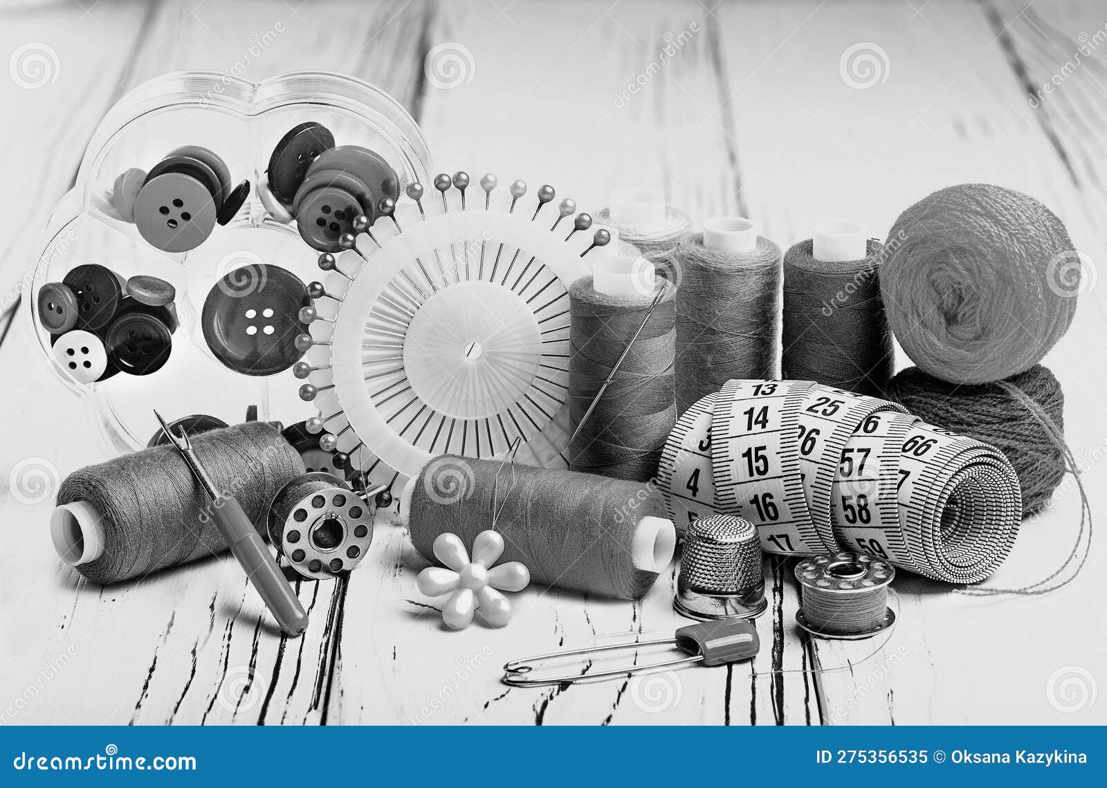 Sewing Kit of Threads, Buttons, Sewing Needle and Measuring Tape in ...