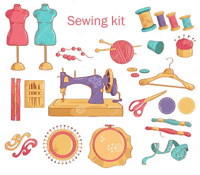 Sewing kit. Vector stock vector. Illustration of background - 111706158