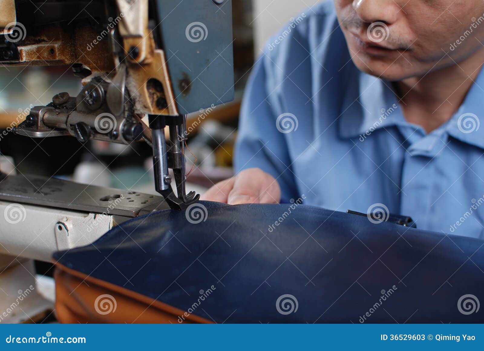 Sewing leather materials stock image. Image of machine - 36529603