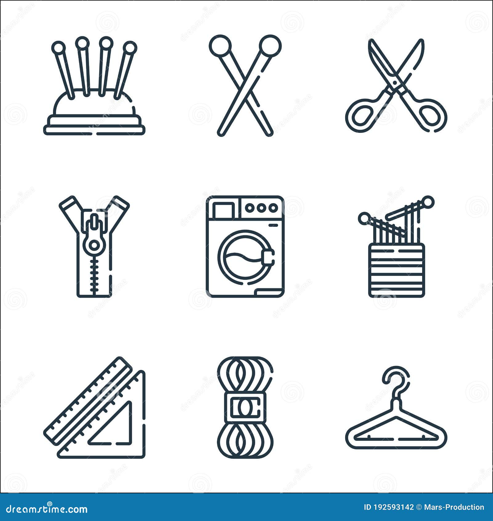 Sewing Line Icons. Linear Set Stock Vector - Illustration of sewing ...