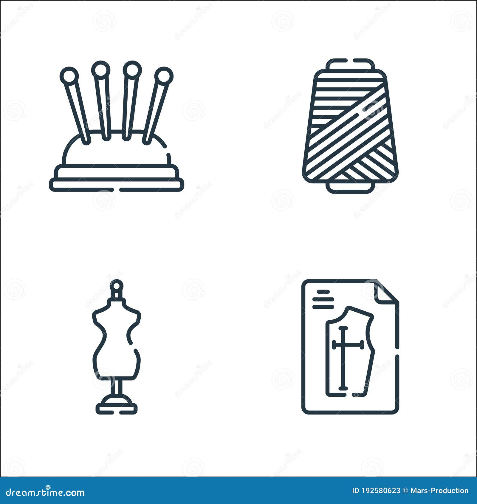 Sewing Line Icons. Linear Set Stock Vector - Illustration of handmade ...