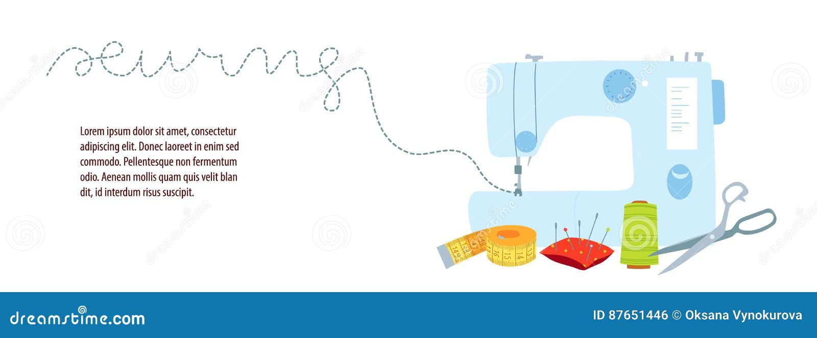 Sewing Line Vector Banner, Flyer Template Stock Vector - Illustration ...