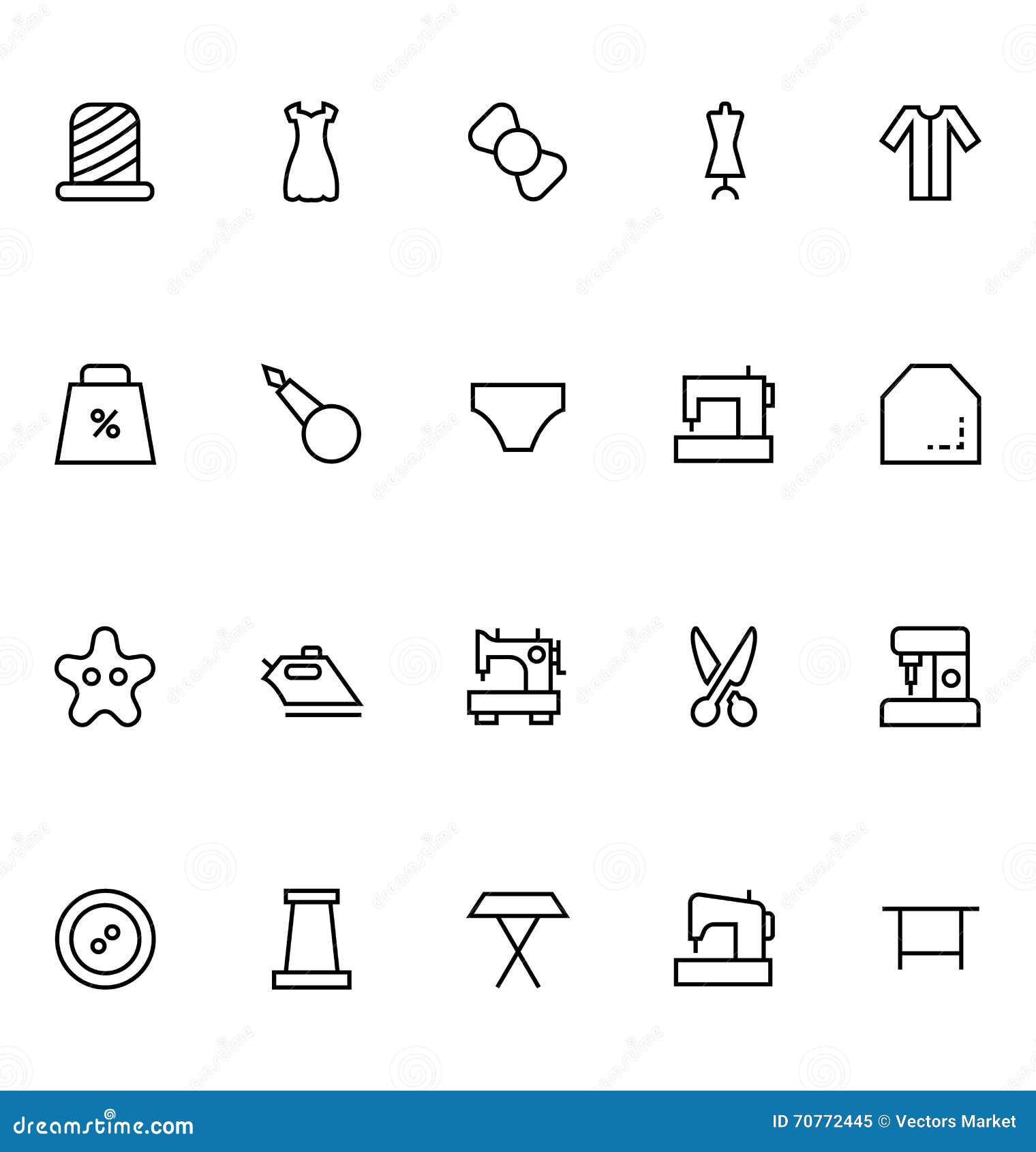 Sewing Line Vector Icons 4 stock illustration. Illustration of pantie ...
