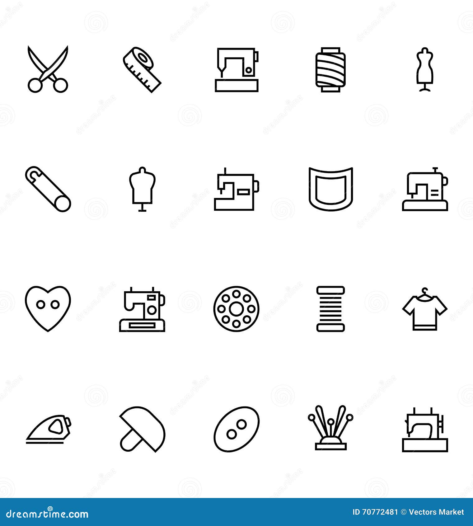 Sewing Line Vector Icons 1 stock illustration. Illustration of ...