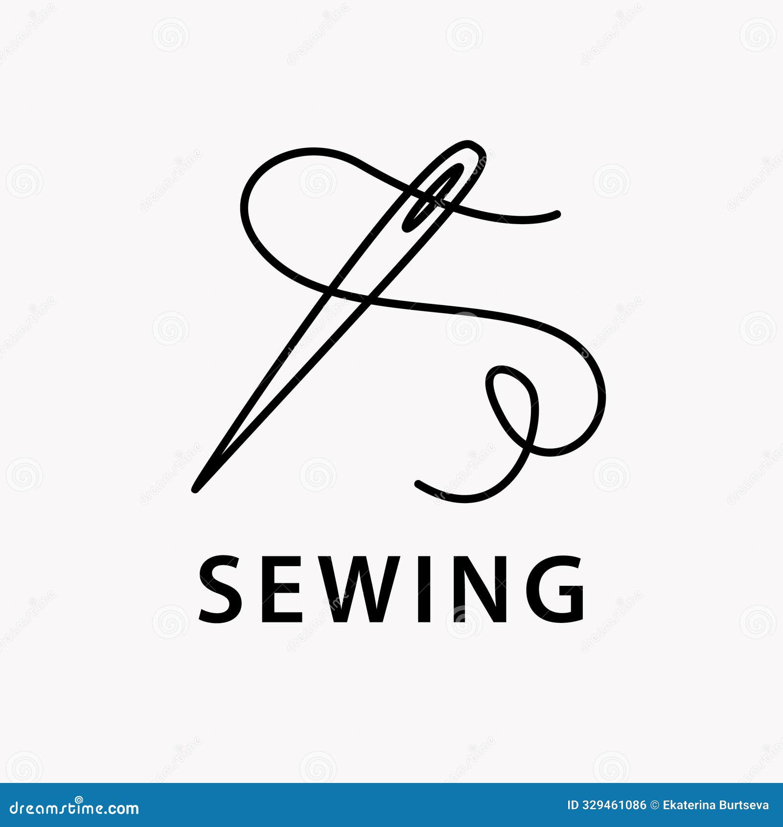 Sewing Logo. Hand Drawn Seamstress Ribbon Emblem Royalty-Free Stock ...