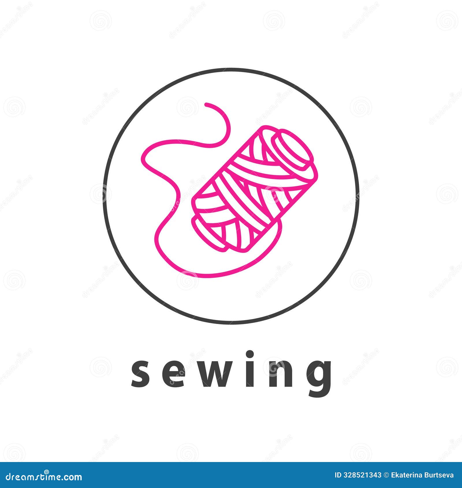 Sewing Logo. Hand Drawn Seamstress Ribbon Emblem Royalty-Free Stock ...