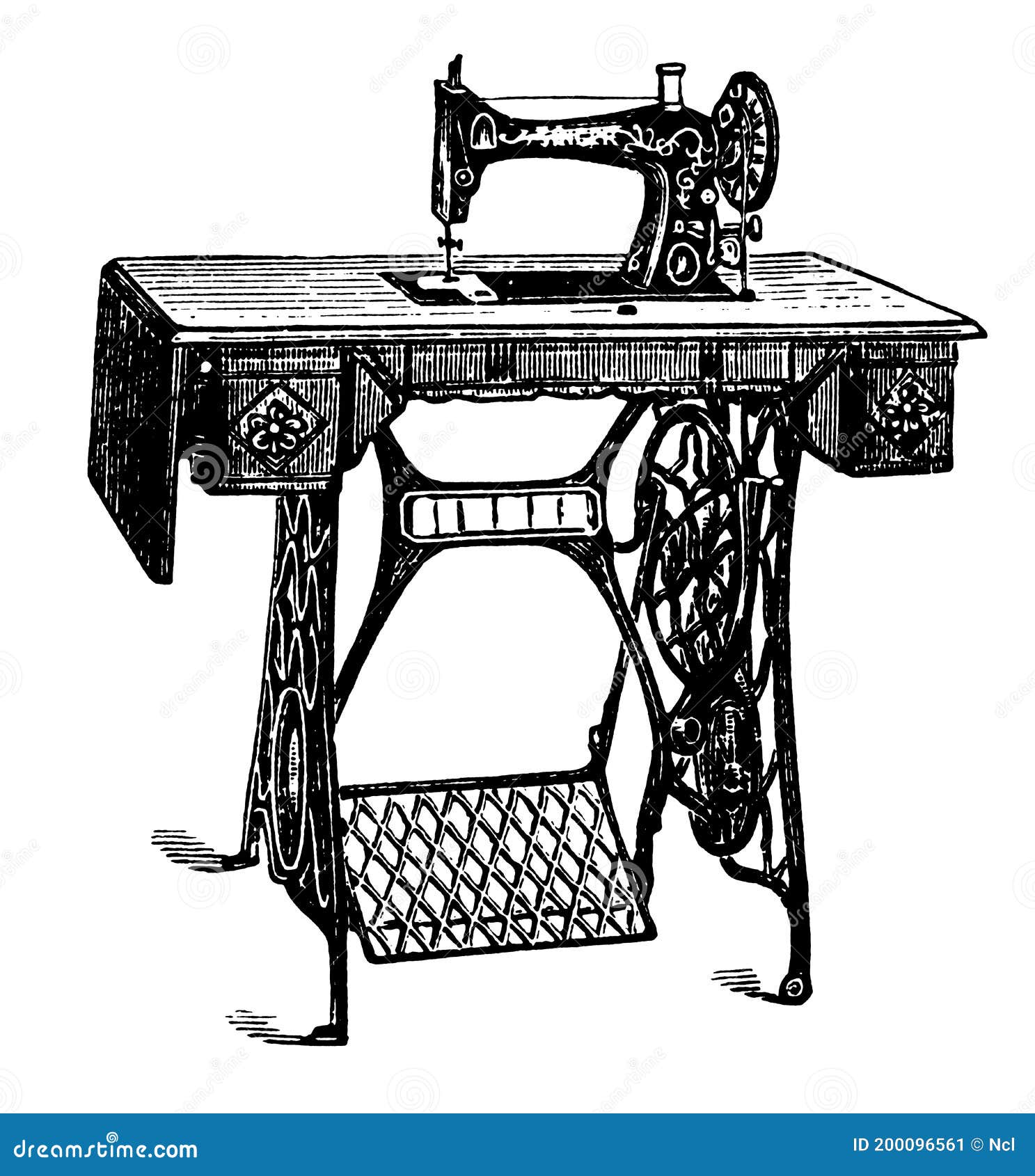 Sewing Machine | Antique Design Illustrations Stock Illustration ...