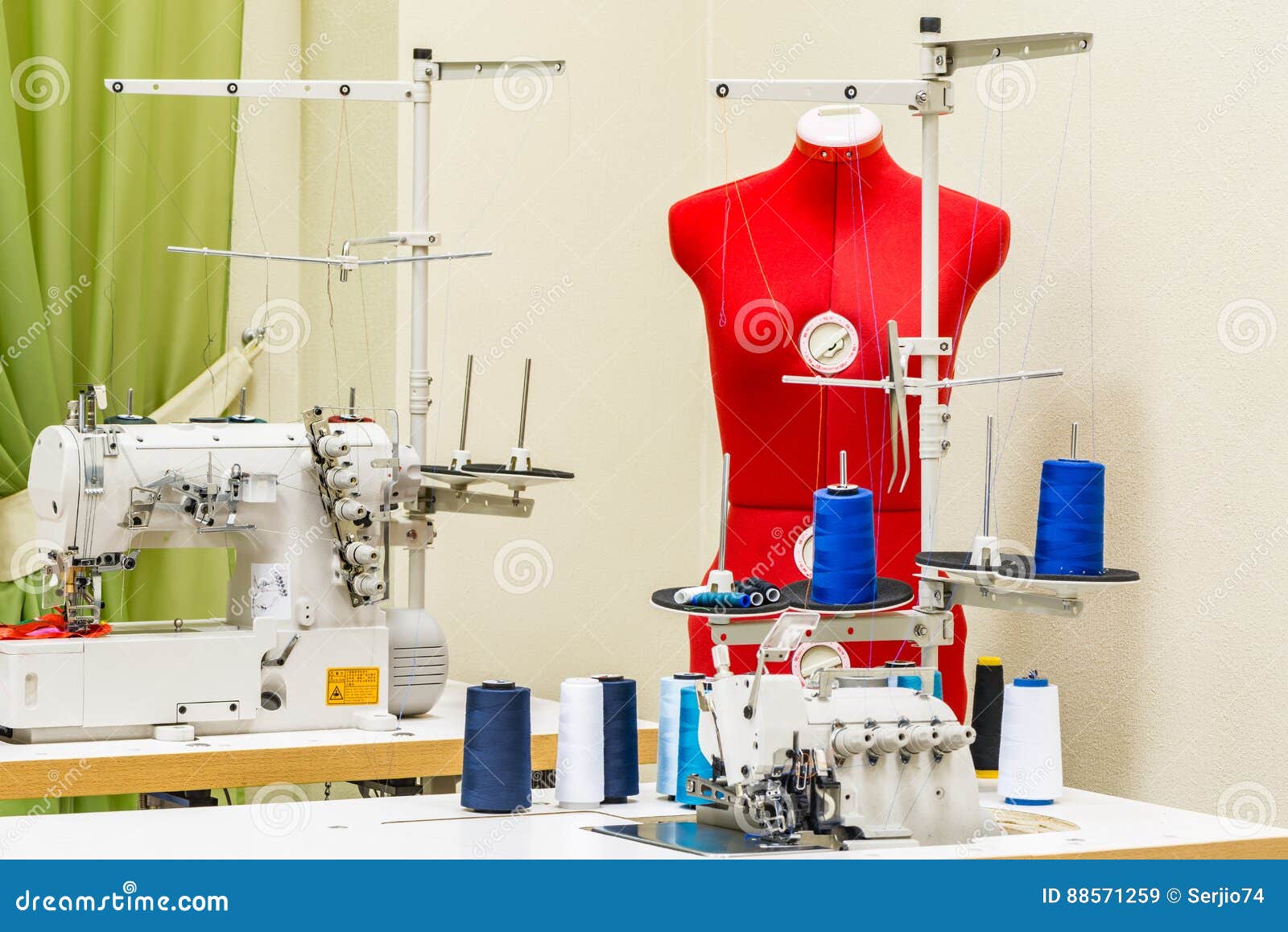 Sewing Machine in the Atelier Room. Stock Image - Image of manual ...