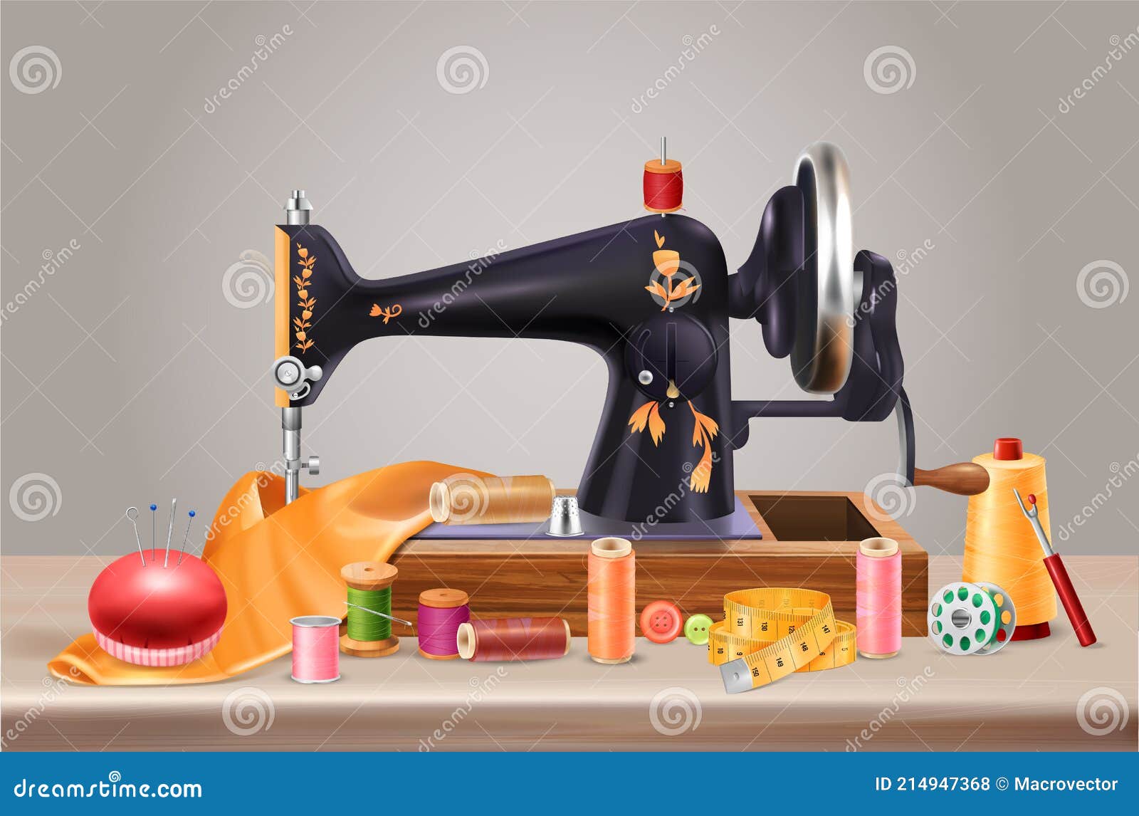 Sewing Machine Realistic Background Stock Vector - Illustration of ...