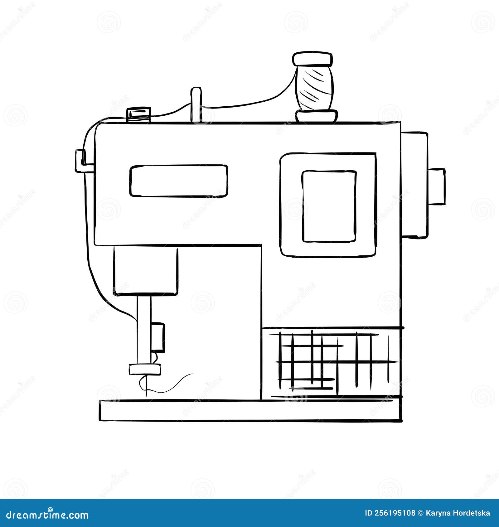 Sewing Machine, Black and White Illustration Stock Illustration ...