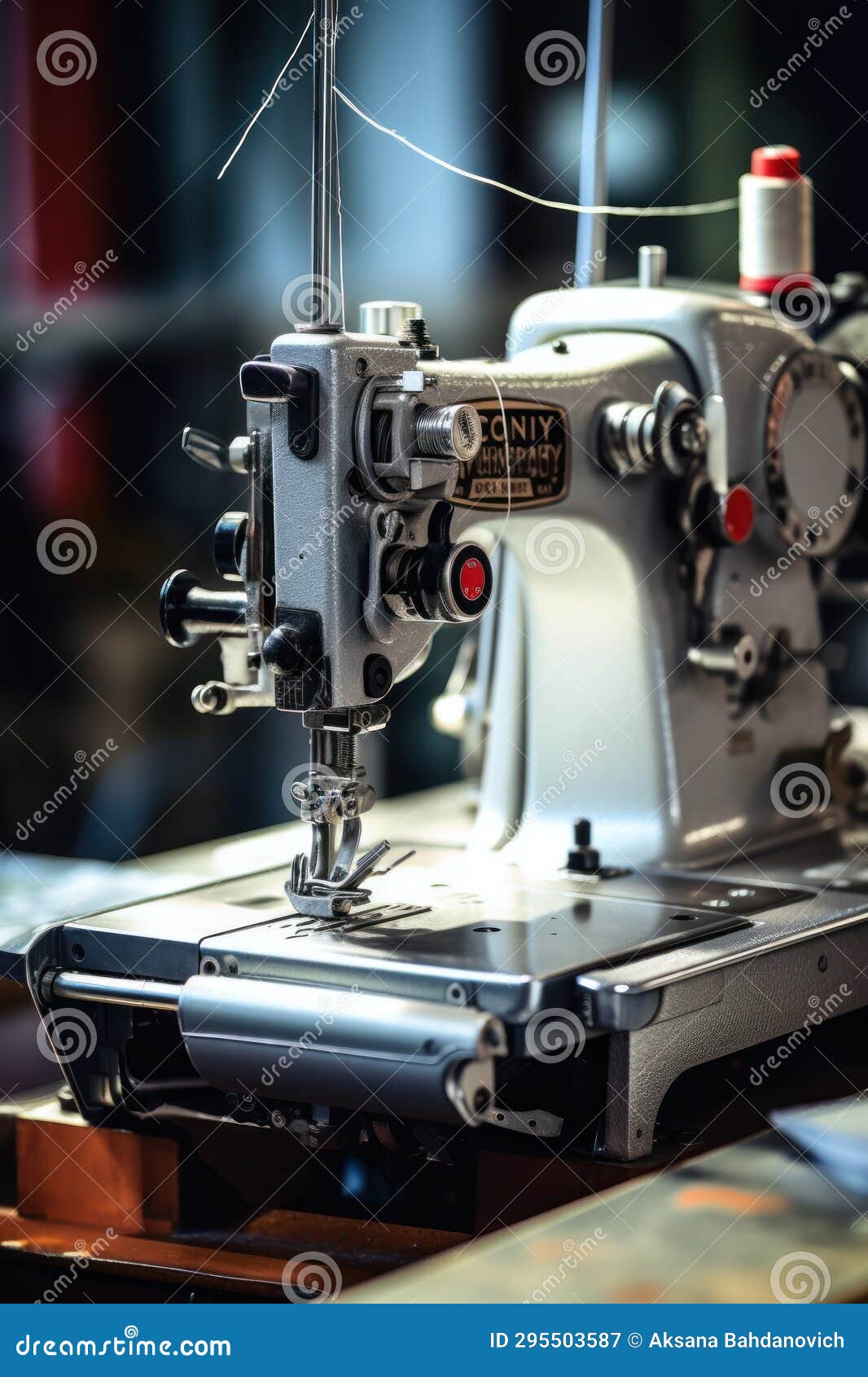 Sewing Machine Close-up with Torn Thread Stock Illustration ...