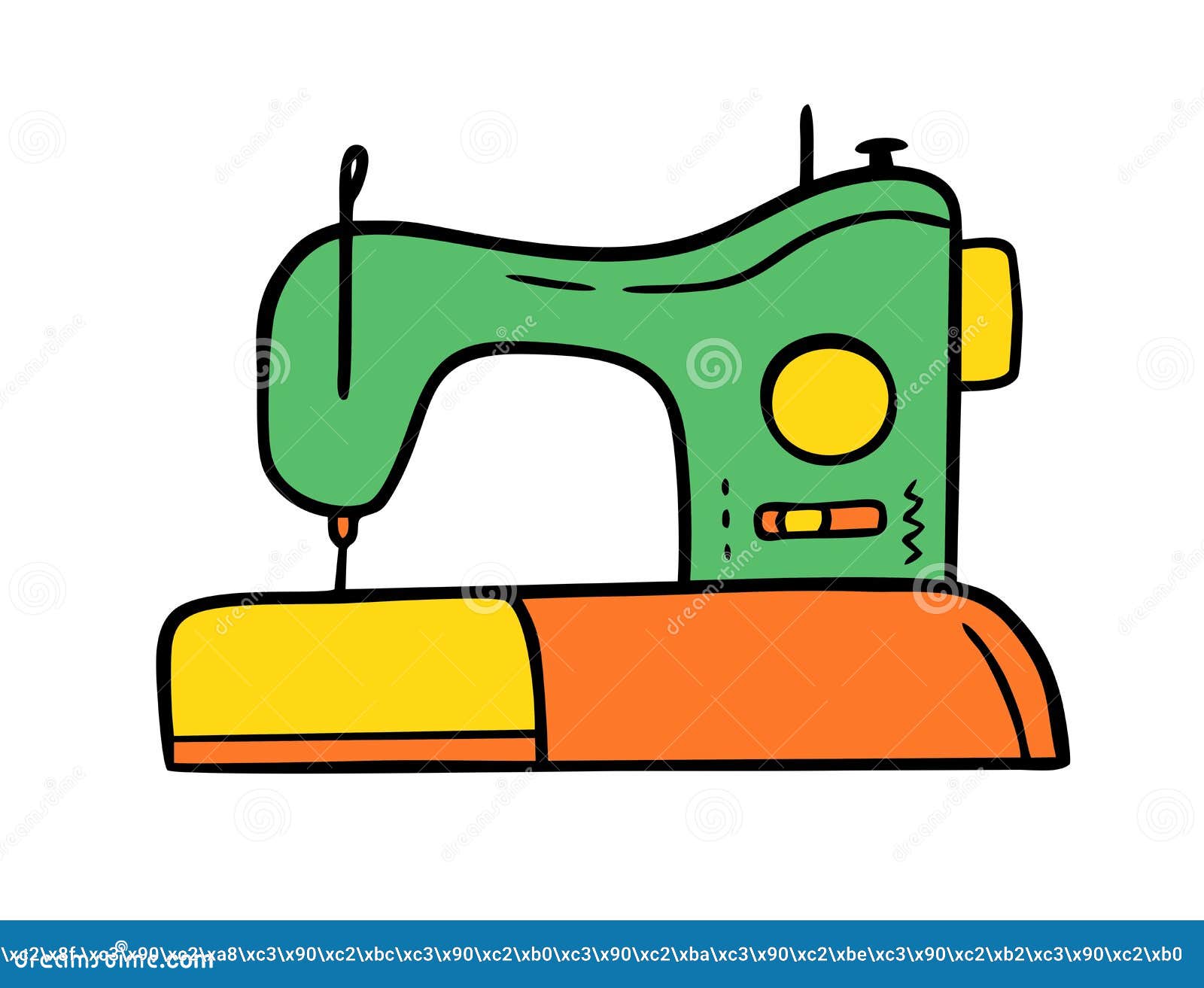 Sewing Machine Doodle Hand Made Needlework Vector Illustration on White ...