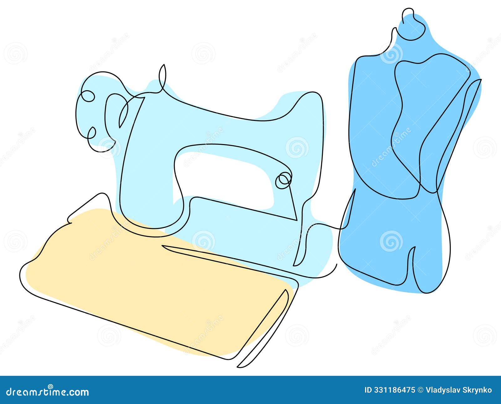 A Sewing Machine and Dress Form beside a Rolled Fabric in a Creative ...