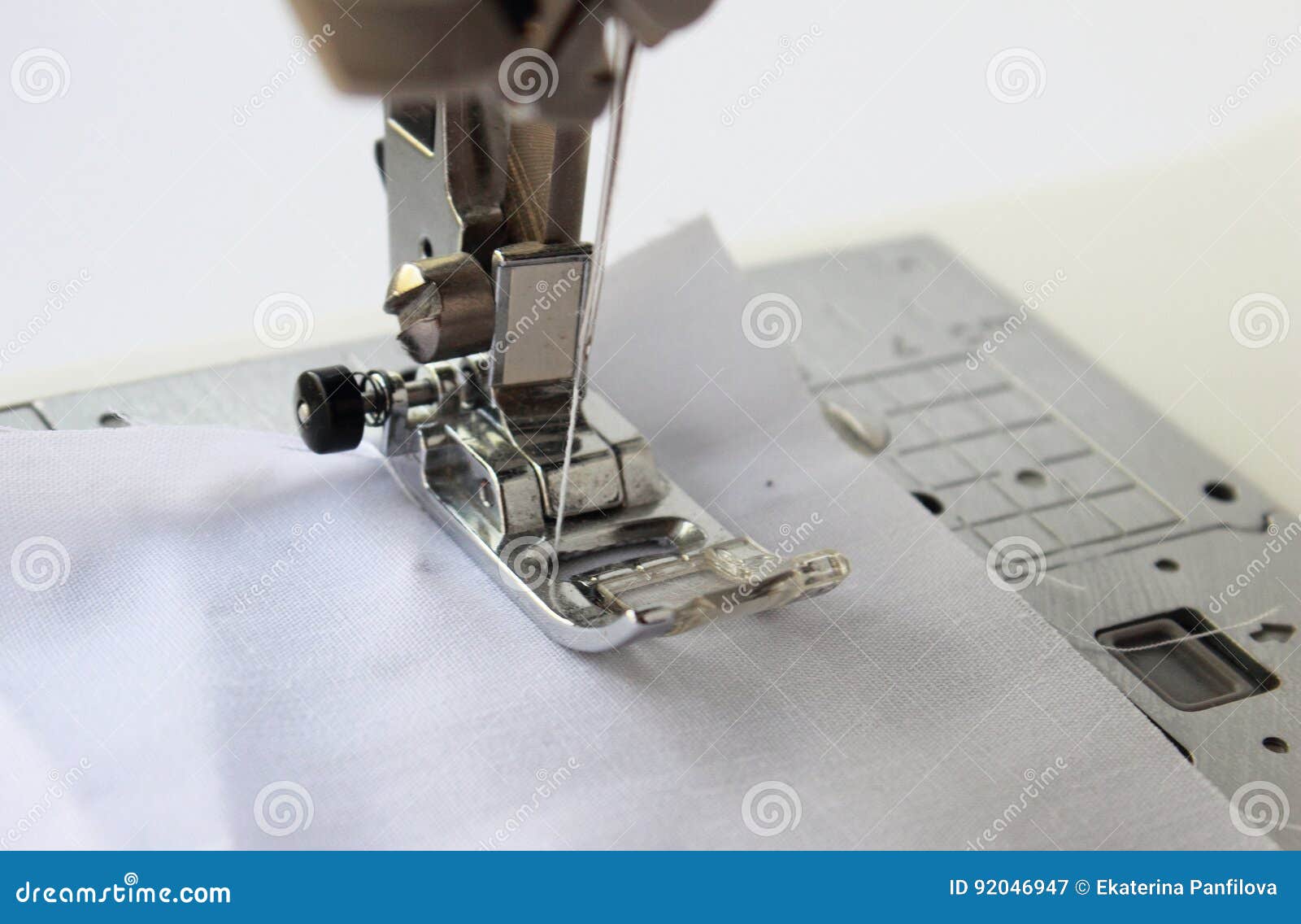 Sewing Machine with Fabric Isolated on White Background Stock Image ...