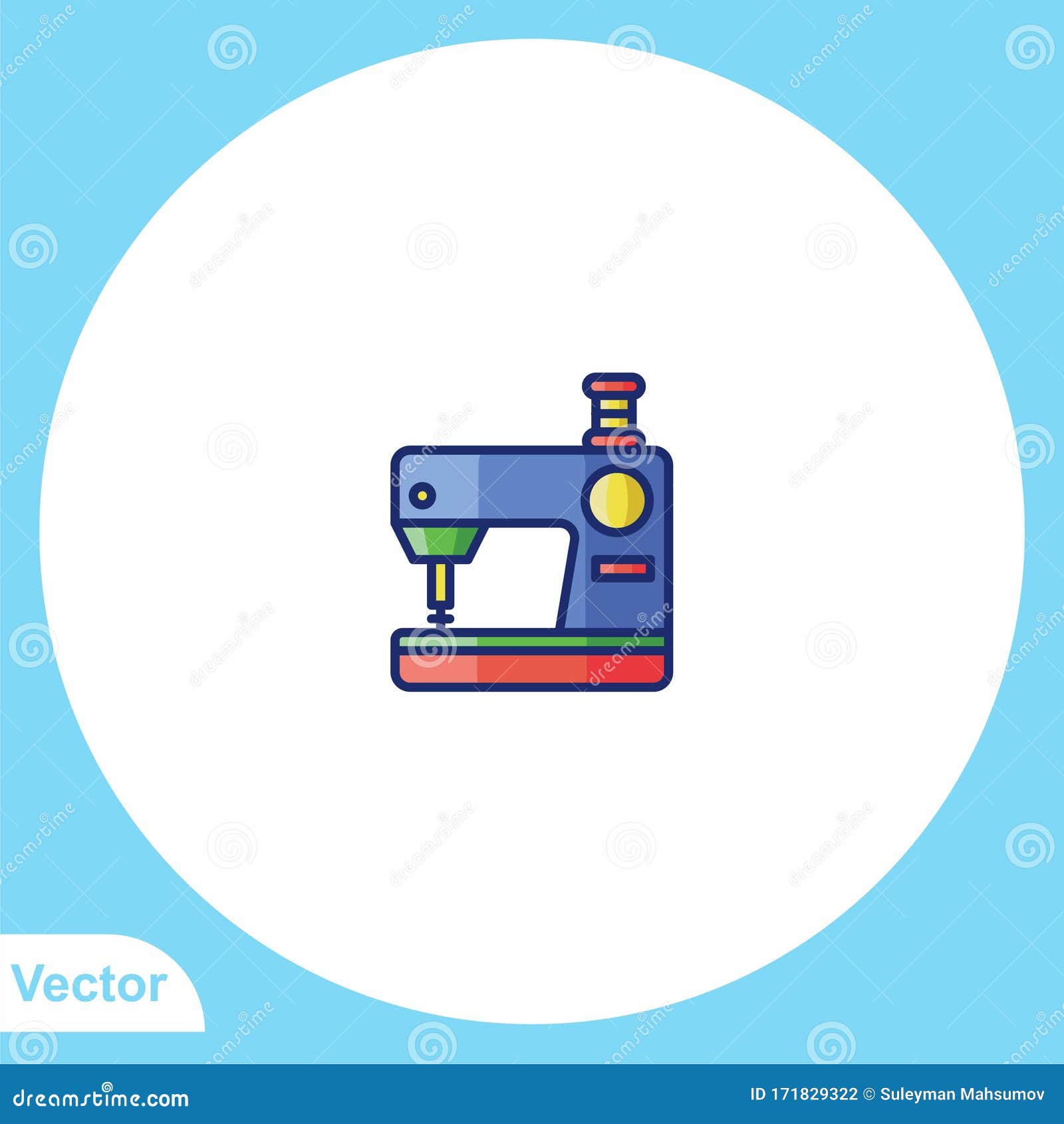 Sewing Machine Flat Vector Icon Sign Symbol Stock Vector - Illustration ...