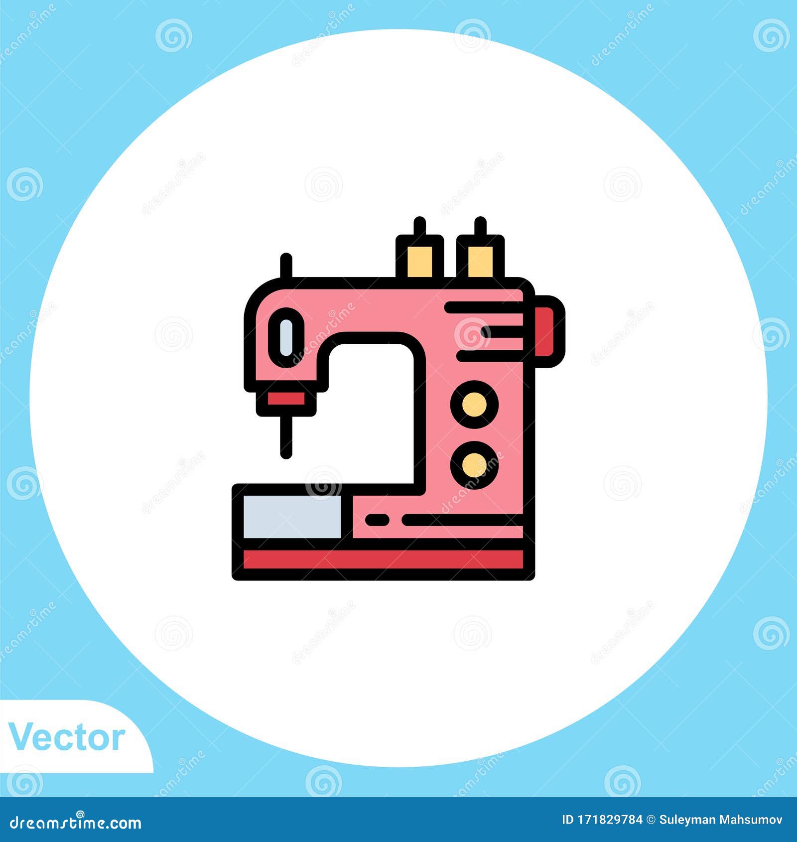 Sewing Machine Flat Vector Icon Sign Symbol Stock Vector - Illustration ...