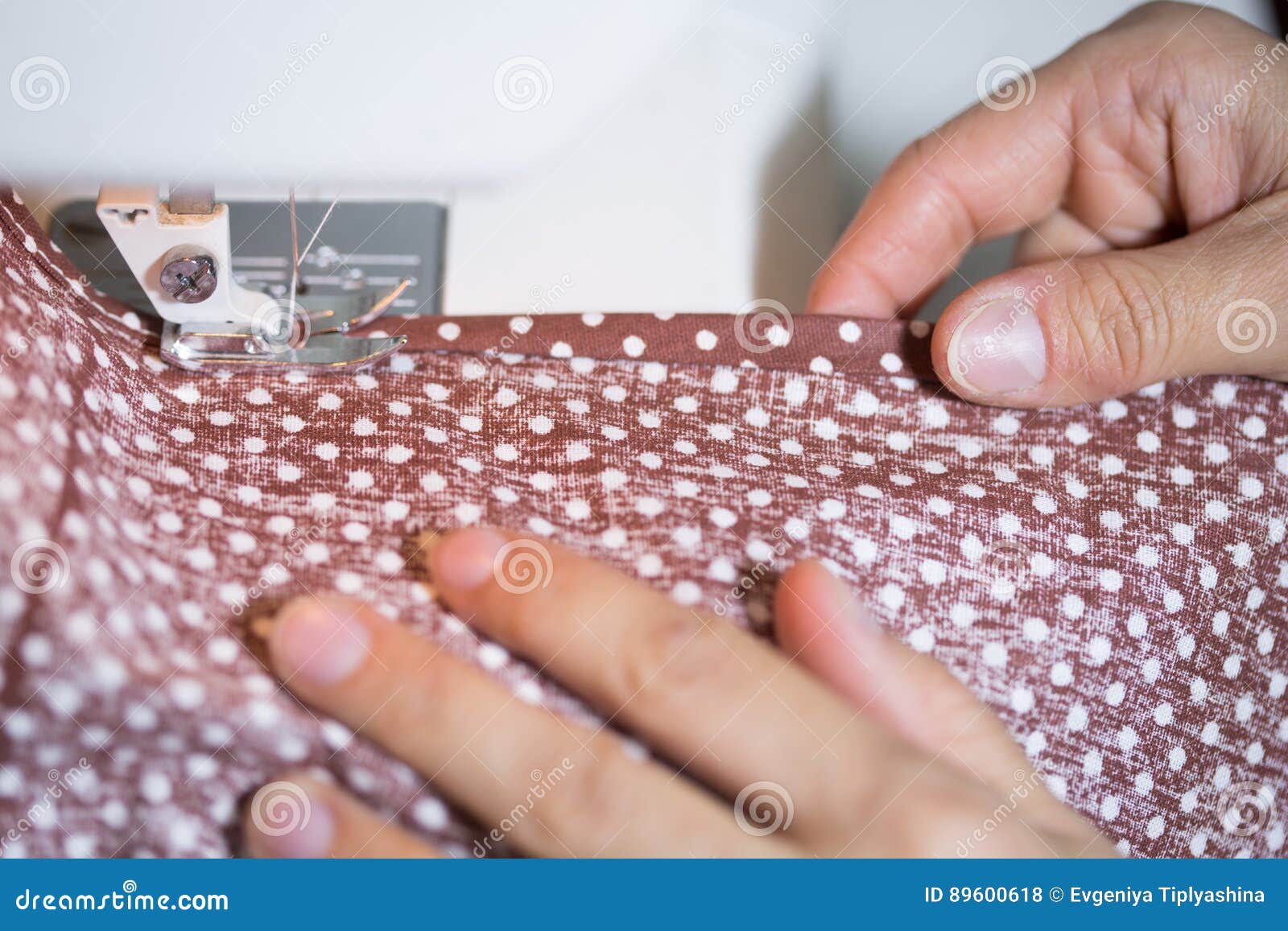Sewing machine and hands stock photo. Image of factory - 89600618