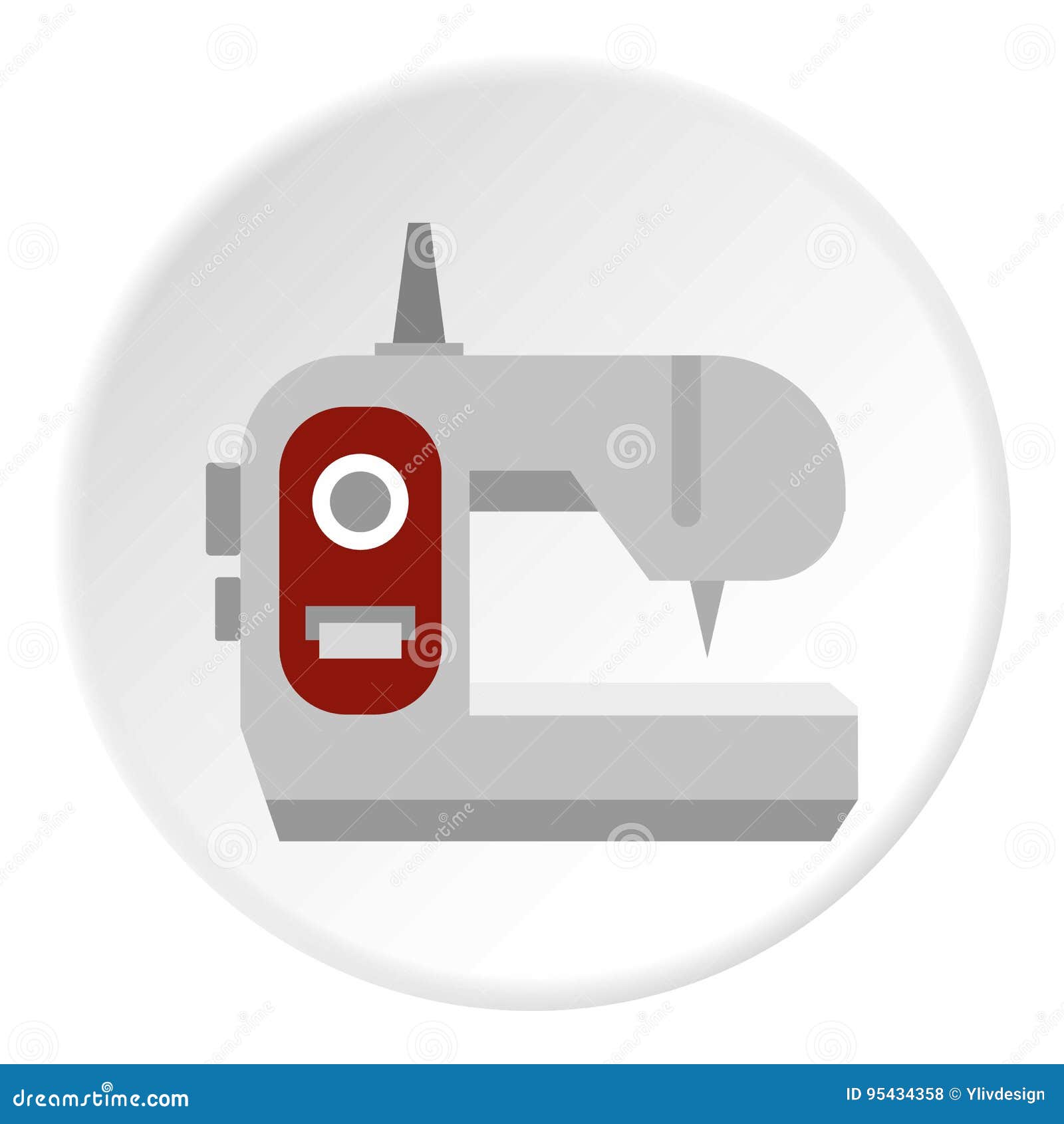 Sewing machine icon circle stock vector. Illustration of factory - 95434358