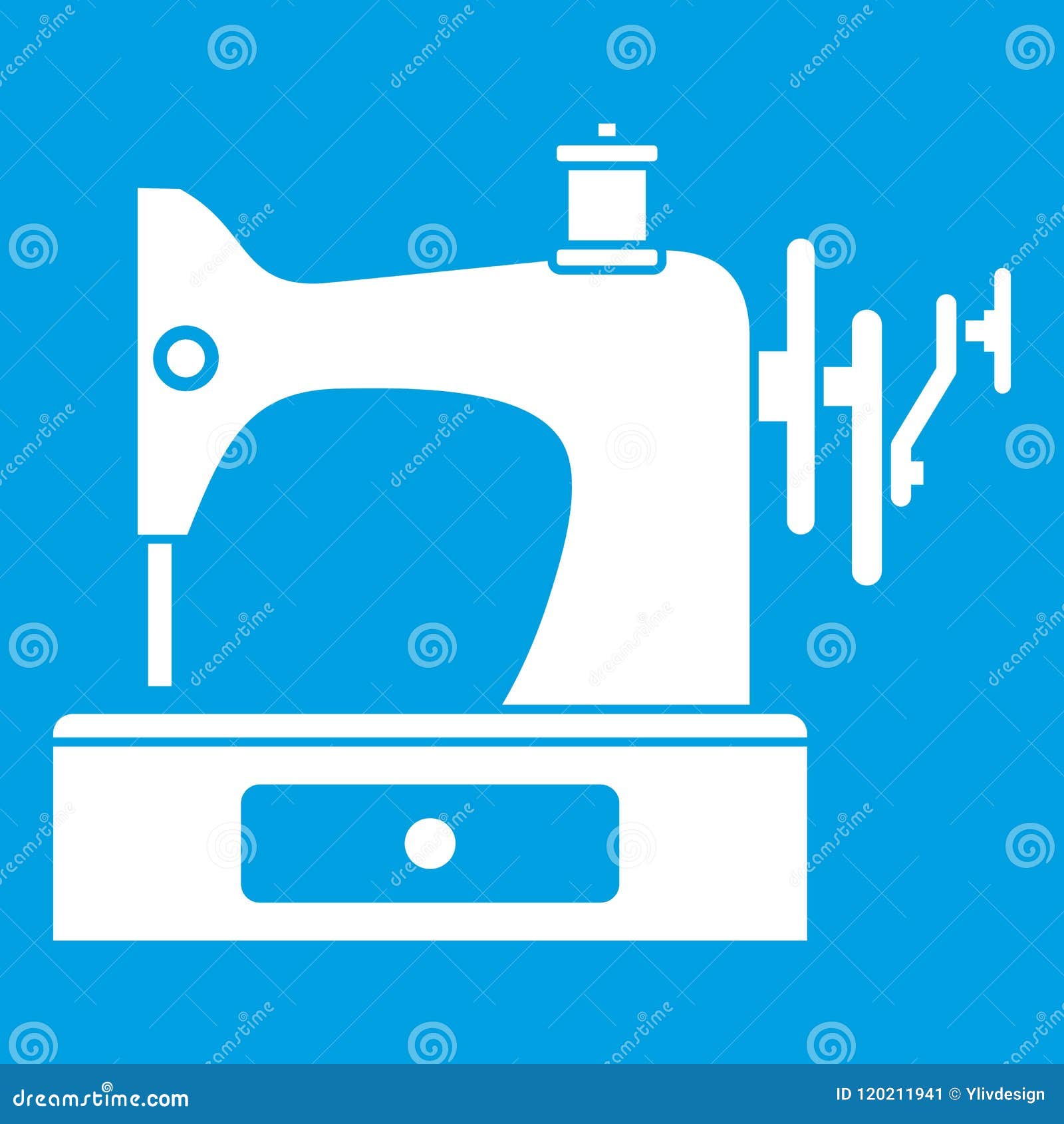 Sewing machine icon white stock vector. Illustration of fabric - 120211941