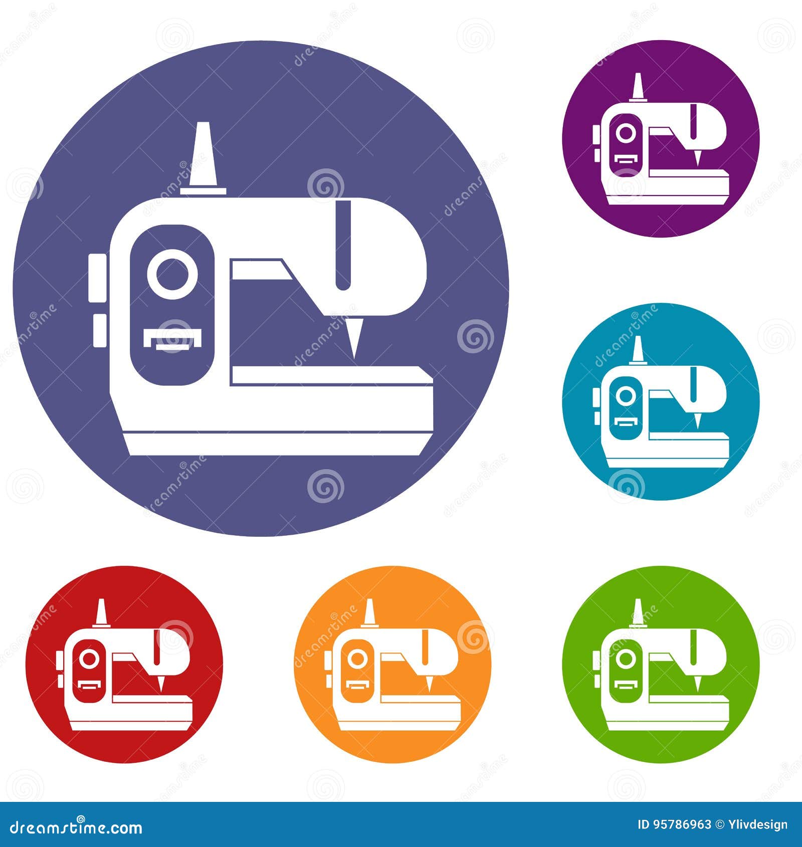 Sewing machine icons set stock vector. Illustration of blue - 95786963