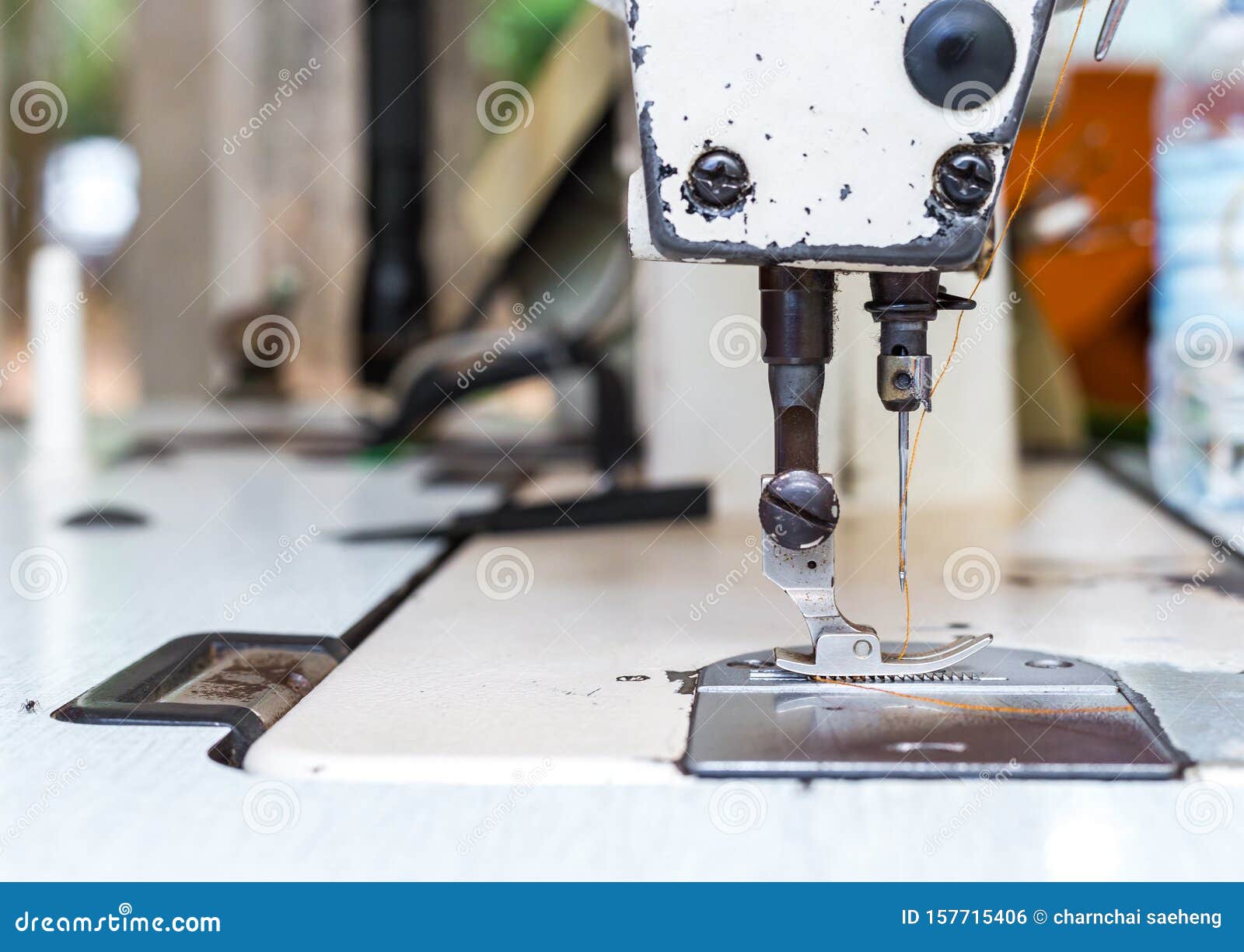 Sewing Machine at Industry for Workshop Stock Photo - Image of manual ...