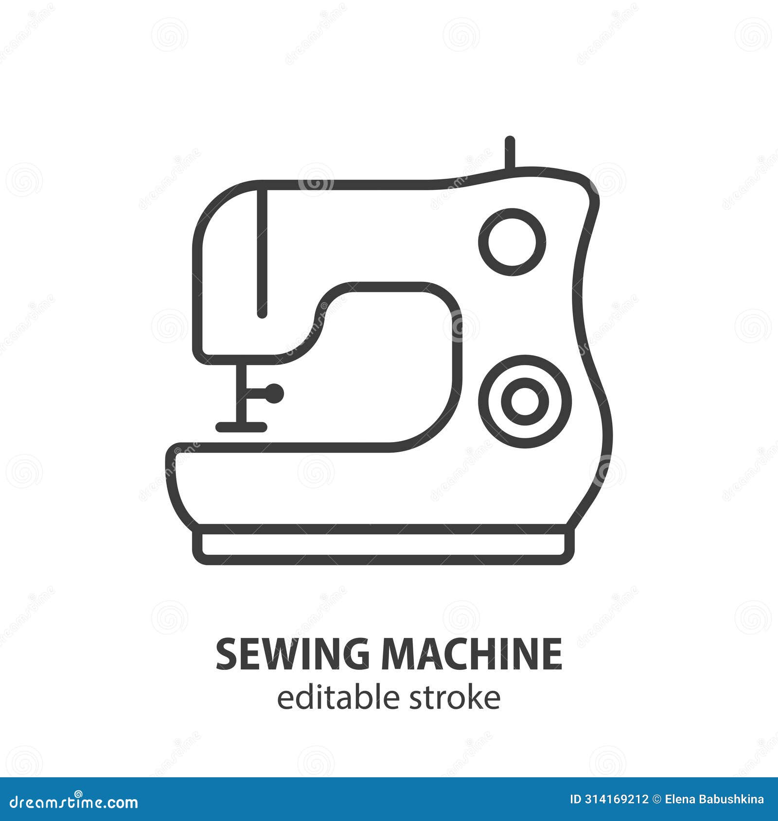 Sewing Machine Line Icon. Tailor Equipment Outline Symbol. Editable ...