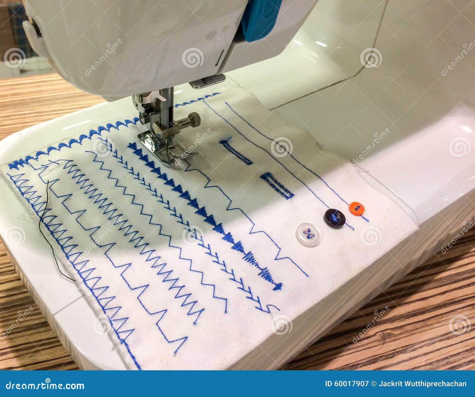 Sewing Machine Making Blue Pattern Stock Image - Image of dress, making ...