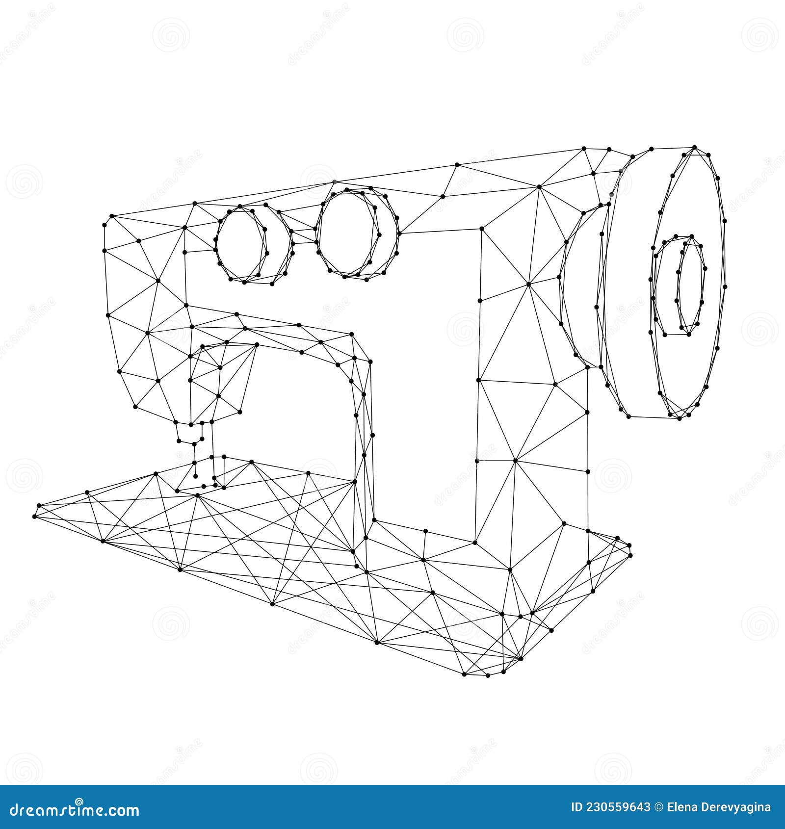 Sewing Machine Map from Abstract Futuristic Polygonal Black Lines and ...