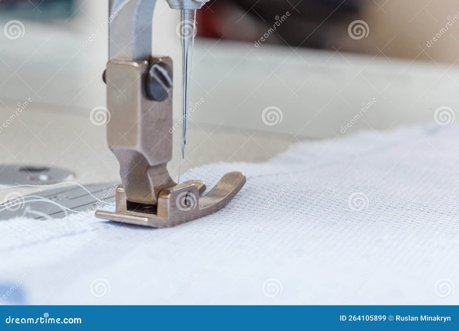 Sewing Machine Needle with Thread and Fabric Stock Image - Image of ...