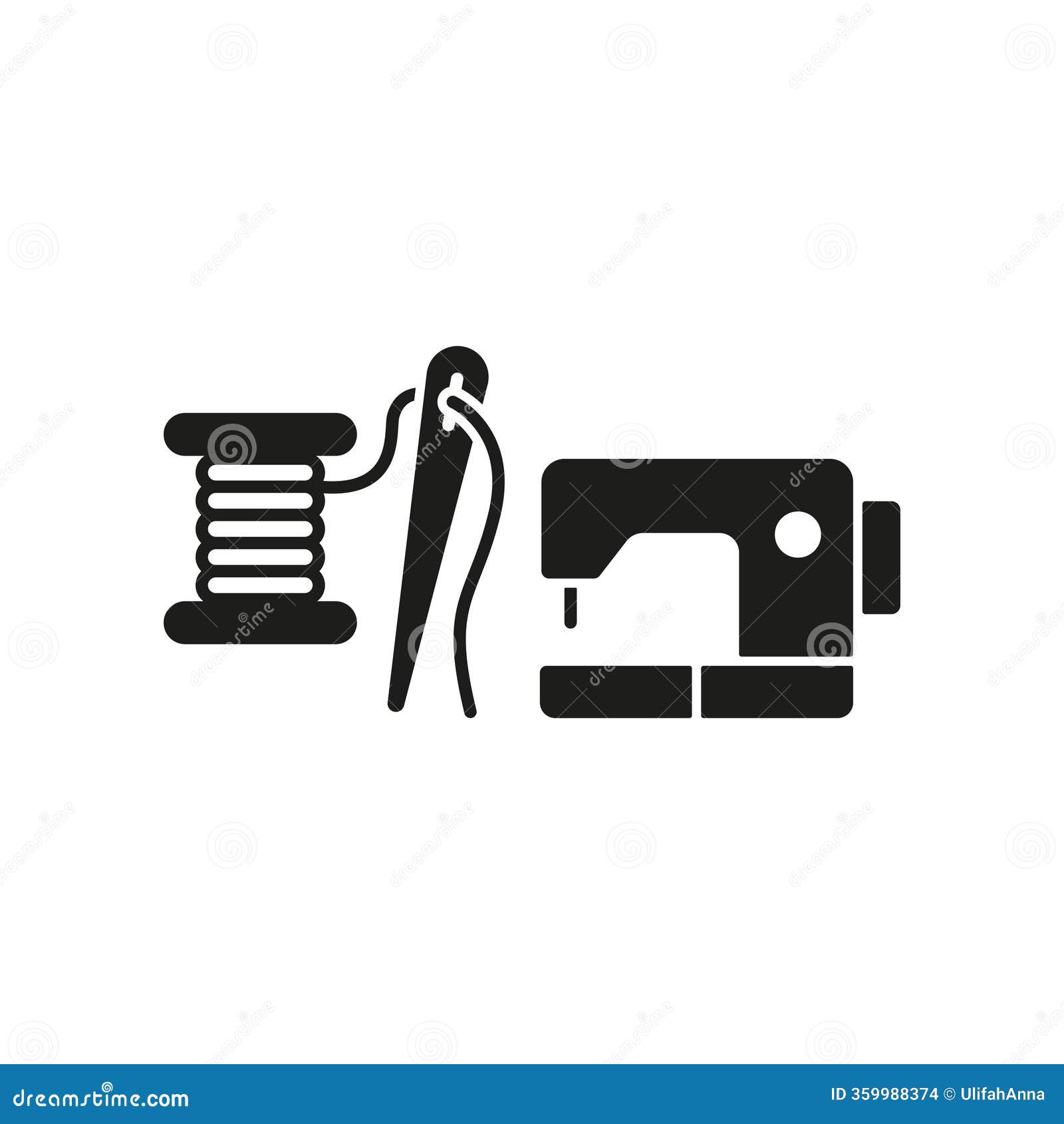 Sewing Machine and Needle and Thread Set Tailor and Fashion Icon Stock ...