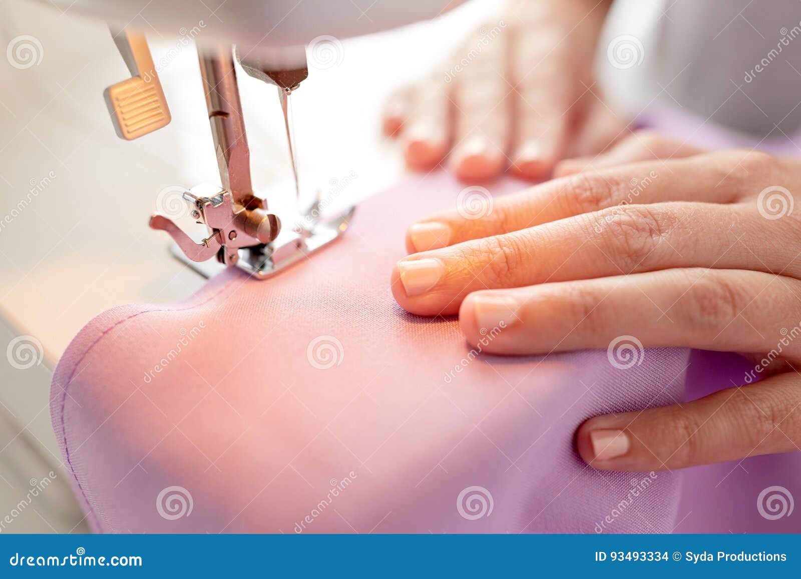 Sewing Machine Presser Foot Stitching Fabric Stock Photo - Image of ...