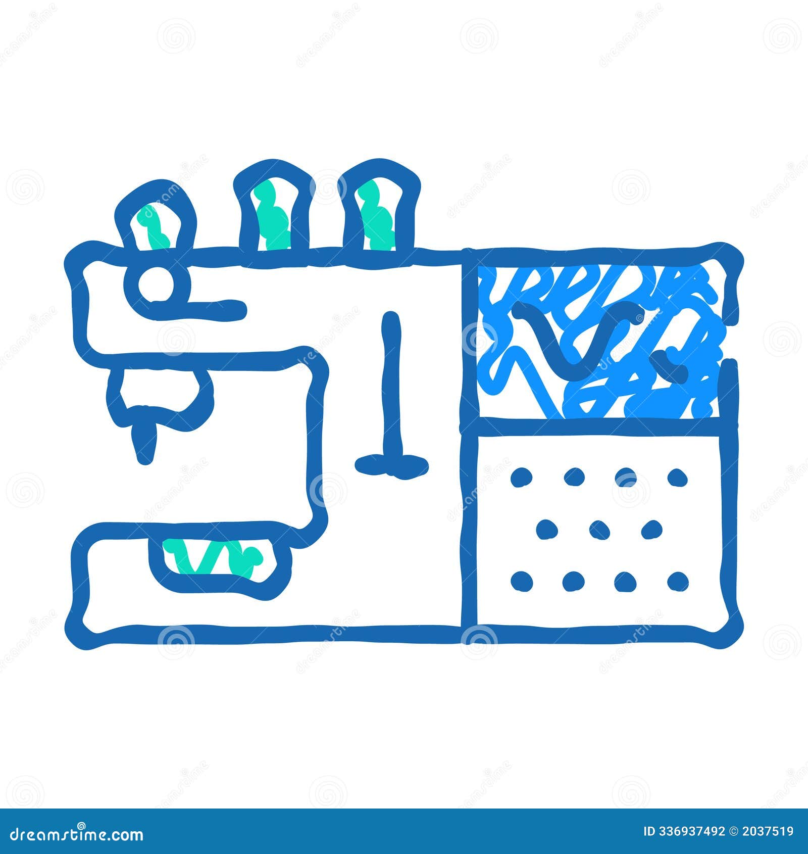 Sewing Machine with Programmable Embroidery Icon Doodle Illustration ...