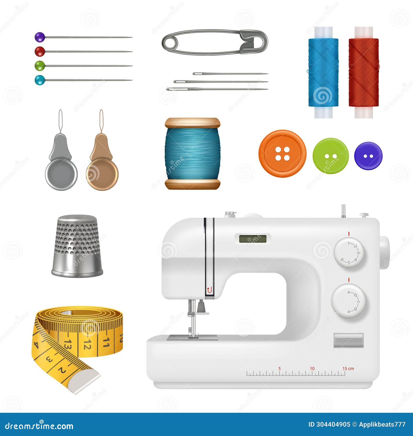 Sewing Machine. Realistic Tailor Kit Sewing Professional Production ...