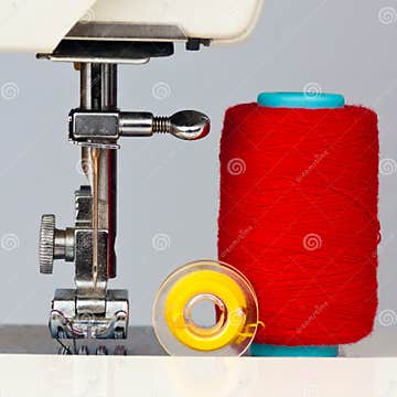 Sewing Machine and Reels with Thread Stock Image - Image of hobby ...