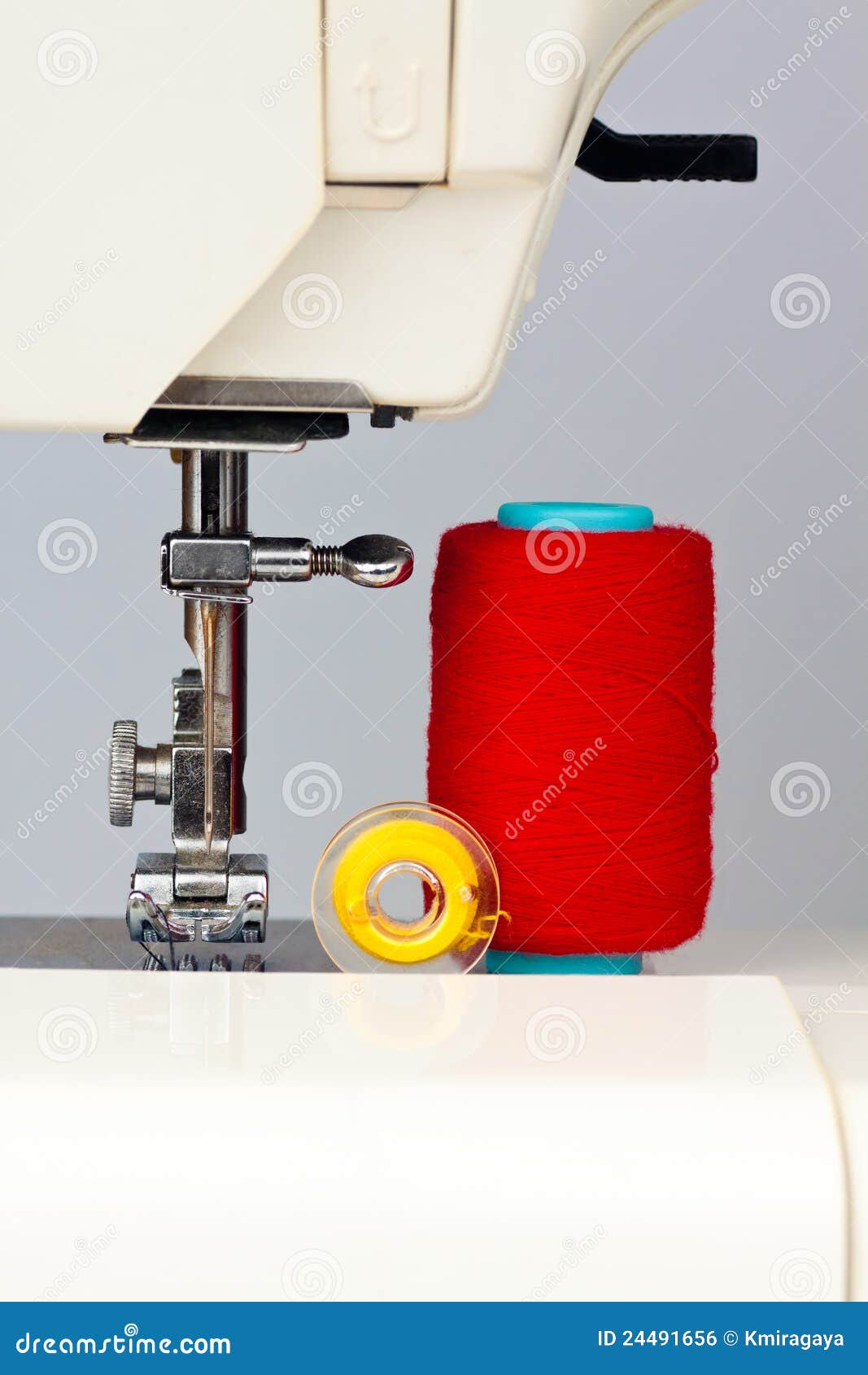 Sewing Machine and Reels with Thread Stock Photo - Image of factory ...