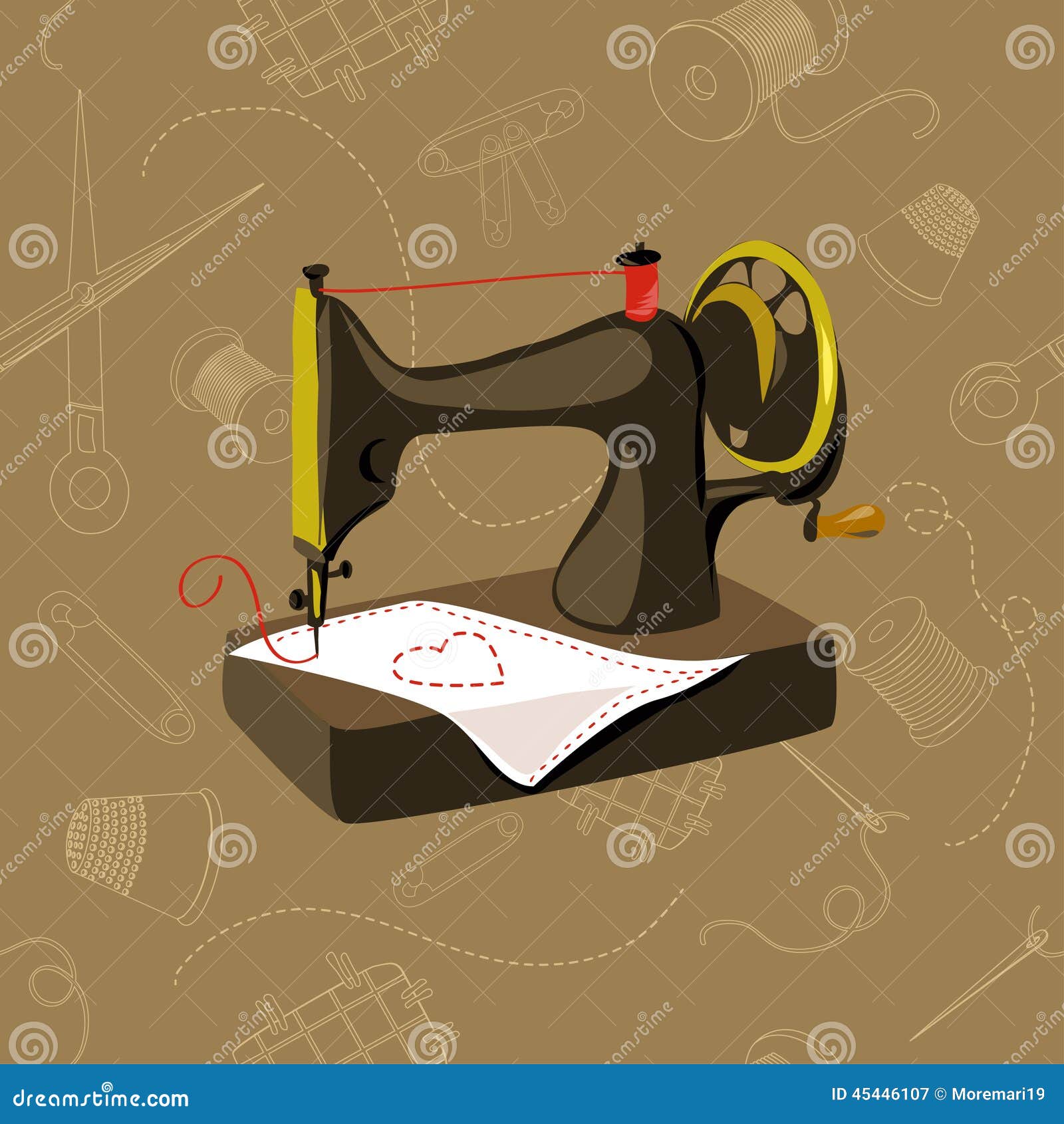 Sewing Machine Seamless Sewing Items Stock Vector Illustration Of