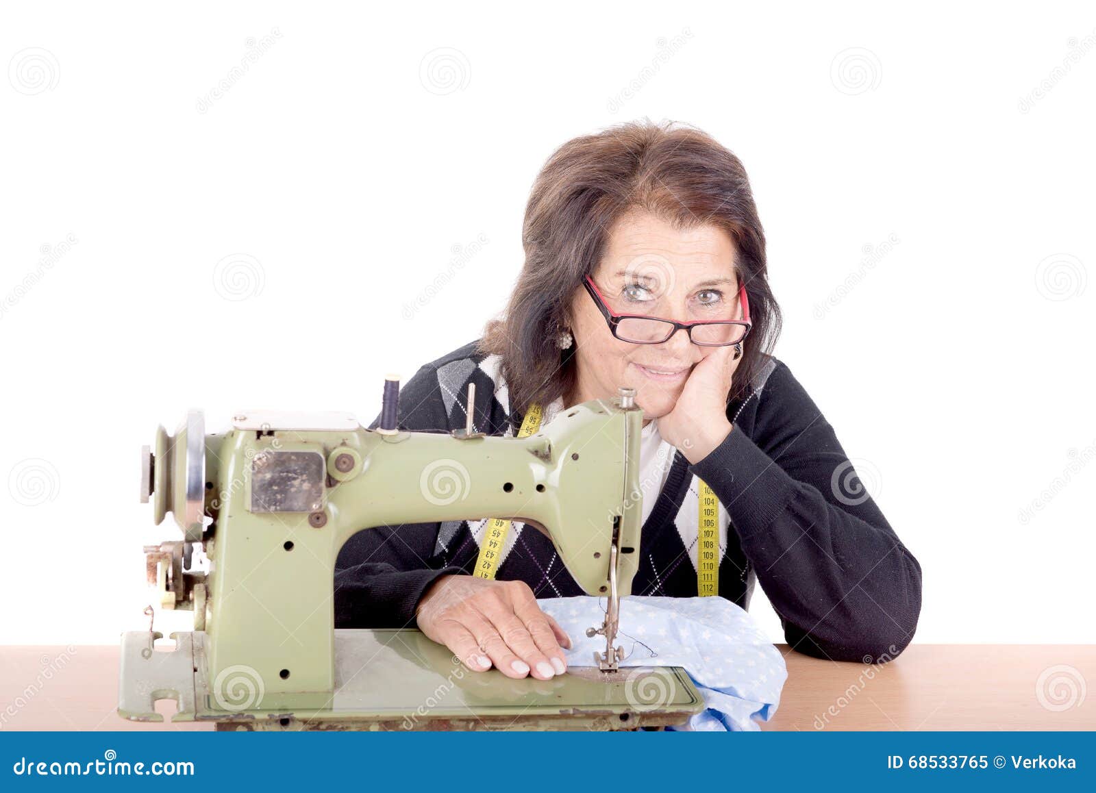 Sewing machine stock image. Image of cute, older, female - 68533765