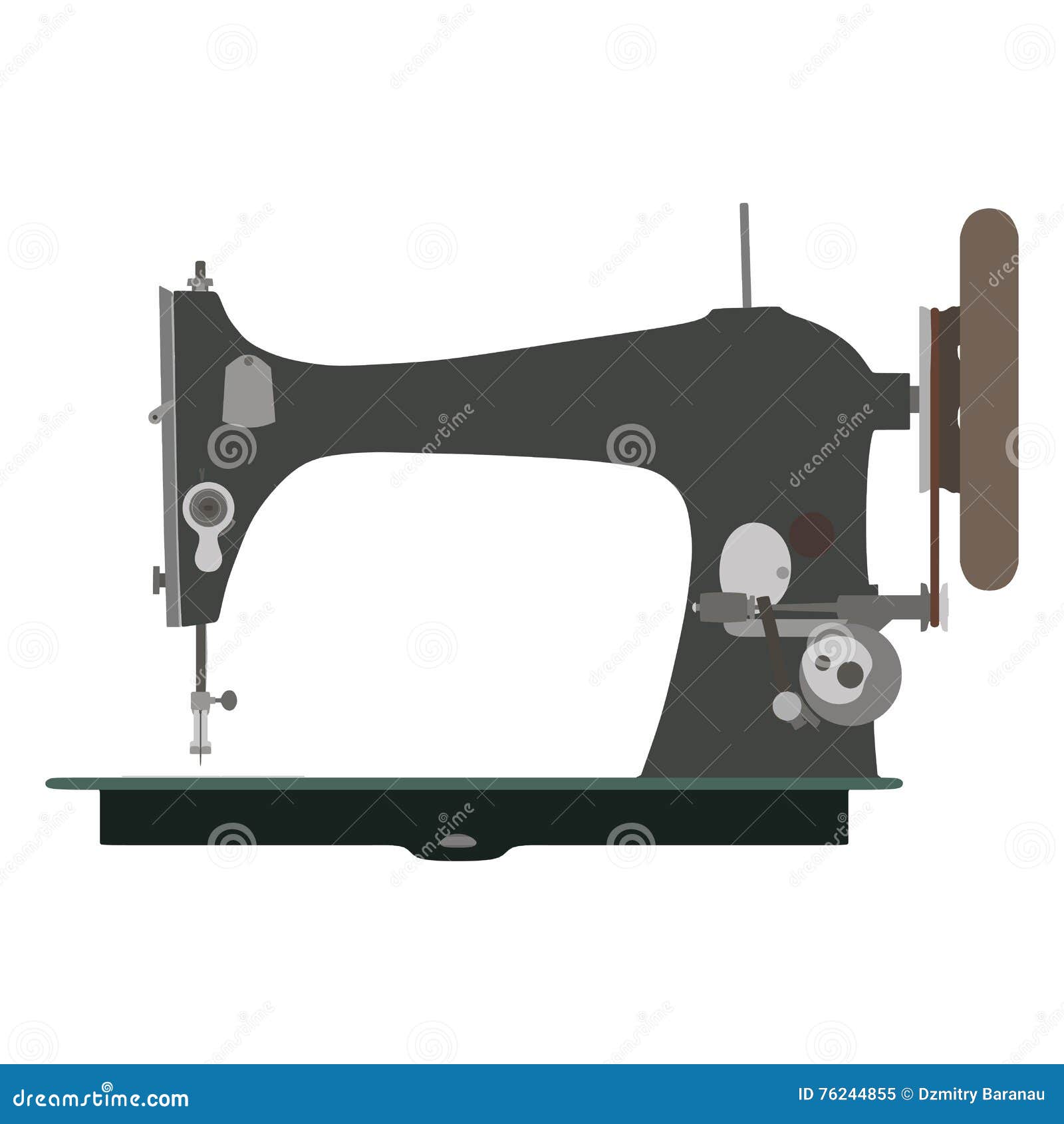 Sewing Machine Side View Flat Illustration Object Stock Vector ...