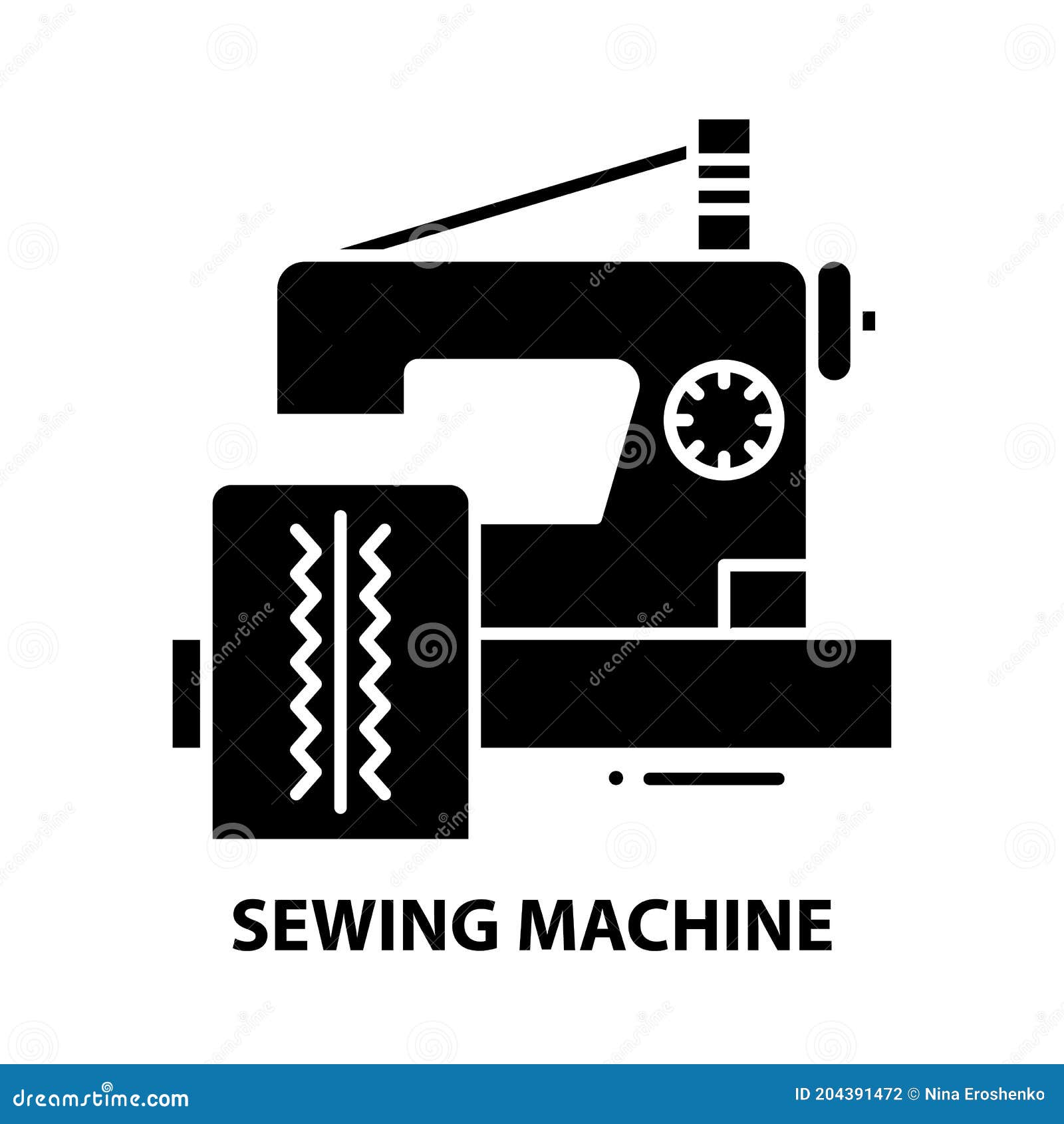 Sewing Machine Sign Icon, Black Vector Sign with Editable Strokes ...