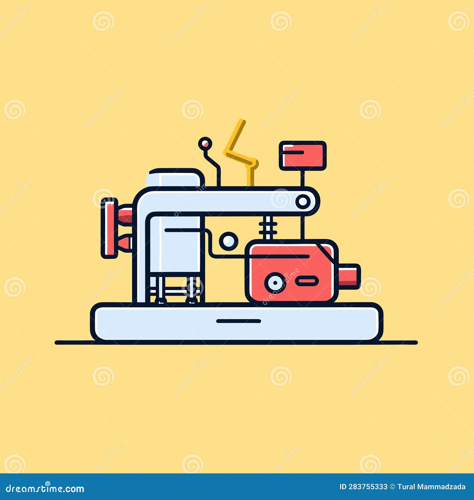 Vector Of A Sewing Machine Icon On A Table Stock Vector Illustration