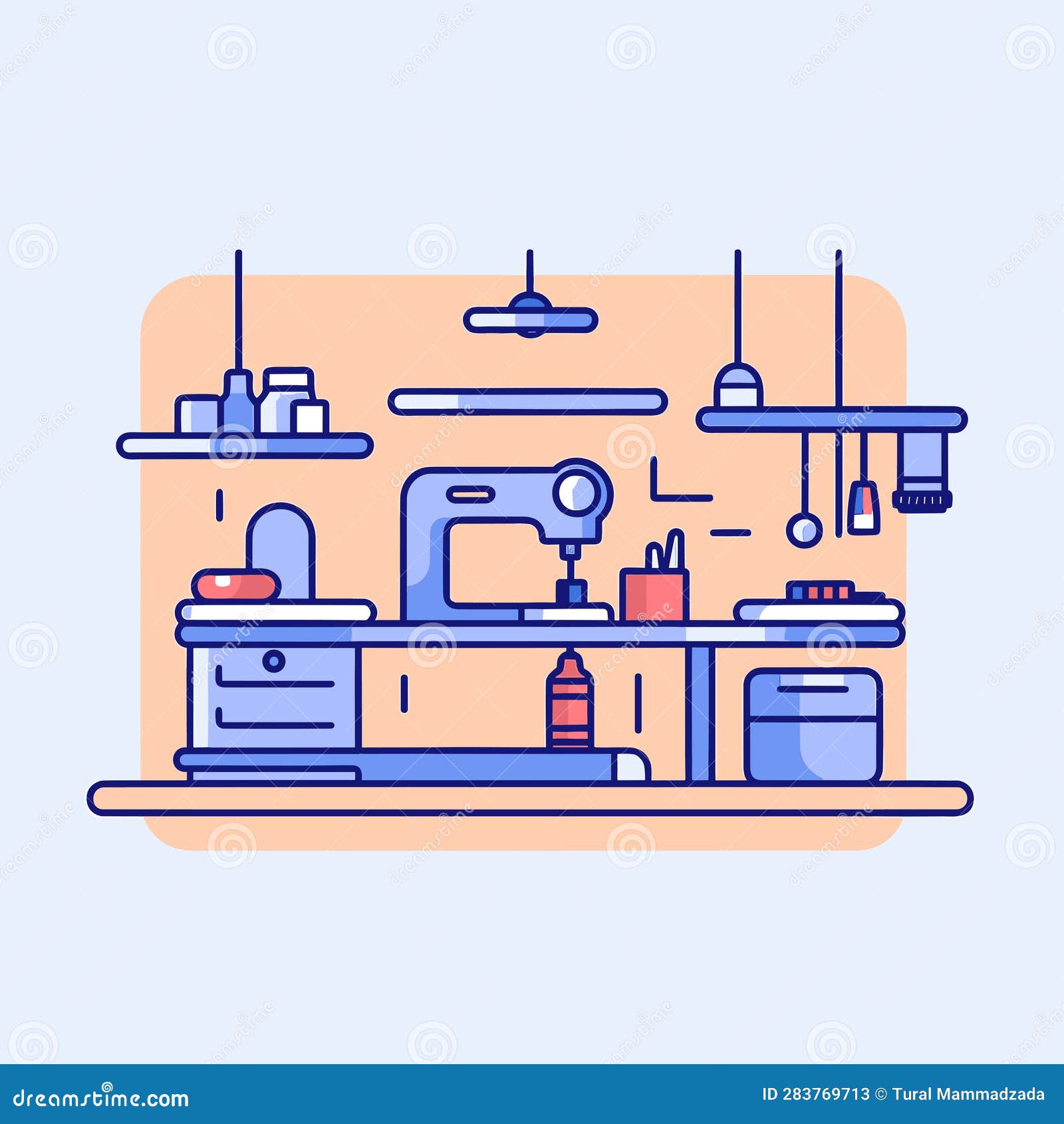 Vector of a Sewing Machine Icon on a Table Stock Vector - Illustration ...