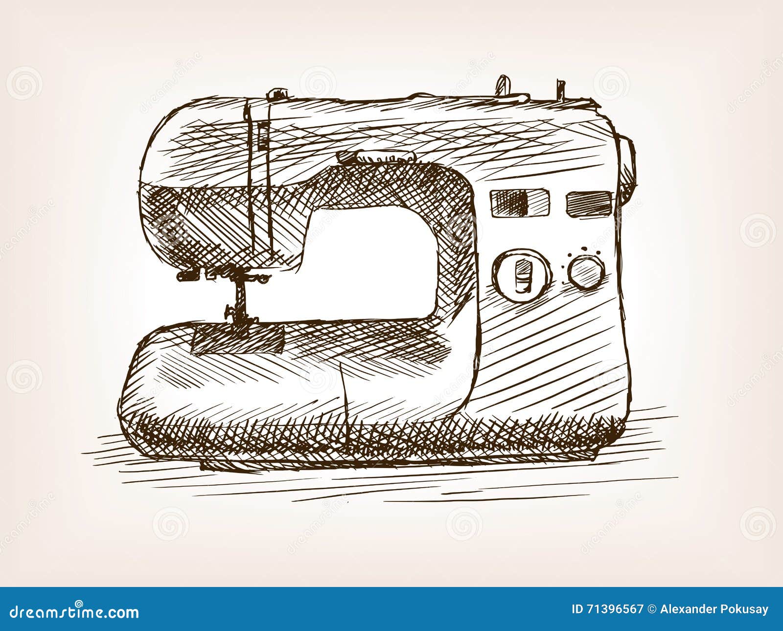 Sewing Machine Sketch Style Vector Illustration Stock Vector ...