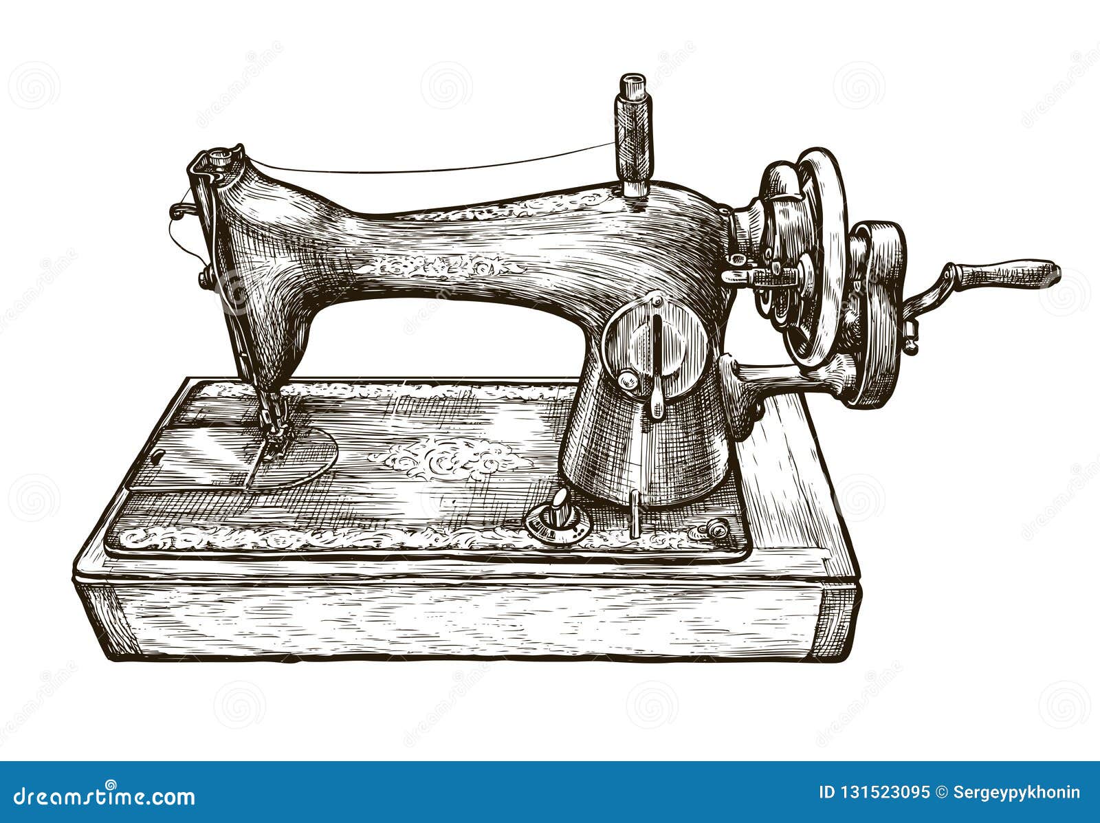Vintage Sewing Machine, Sketch. Tailor Studio, Sewing Workshop ...