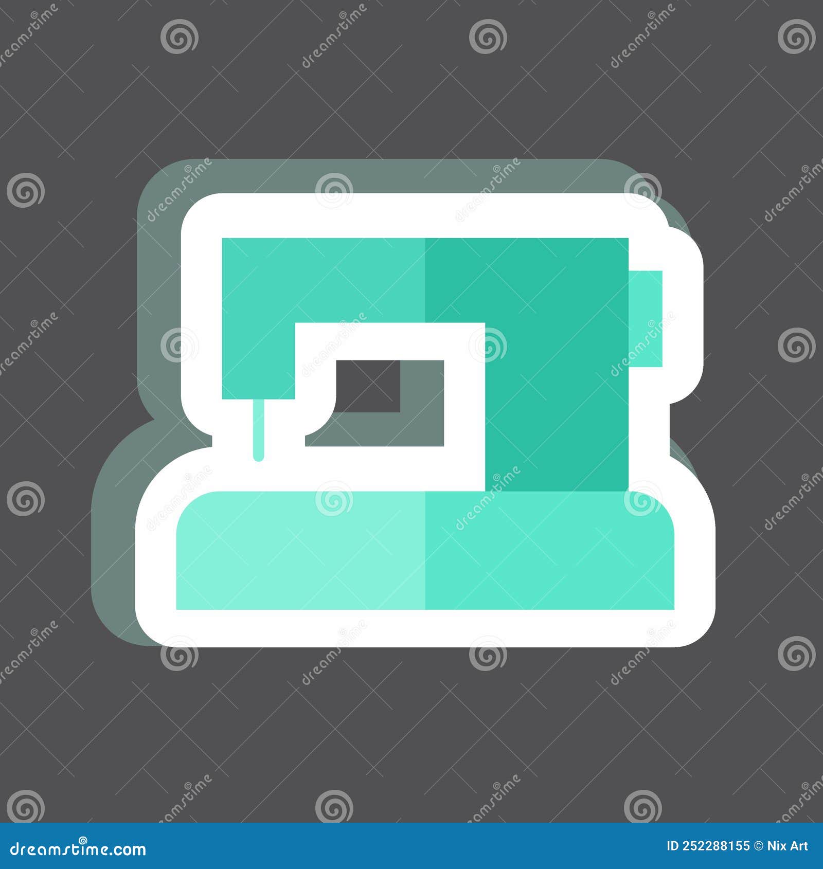 Sewing Machine Sticker in Trendy Isolated on Black Background Stock ...