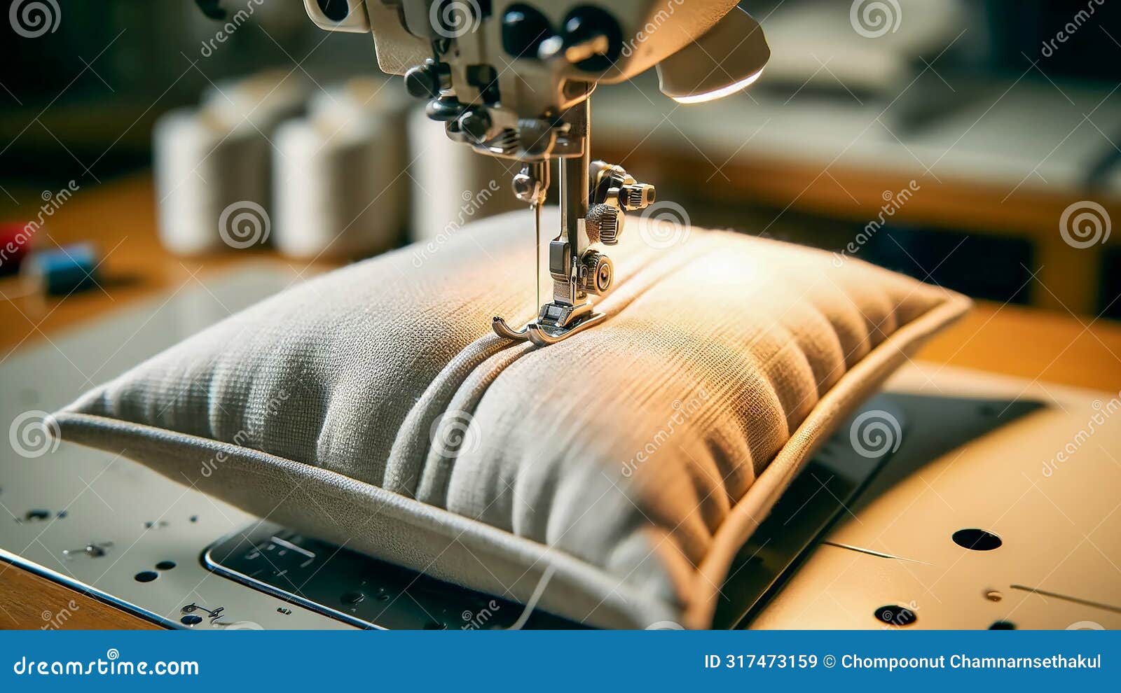 Sewing Machine Stitching Fabric To Create a Pillow Stock Image - Image ...