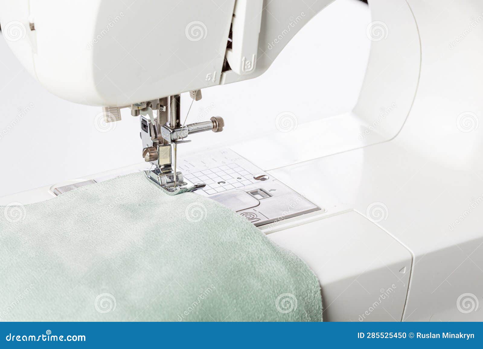 Sewing Machine, Stitching Fabrics, Needle in a Round Plan Stock Photo ...