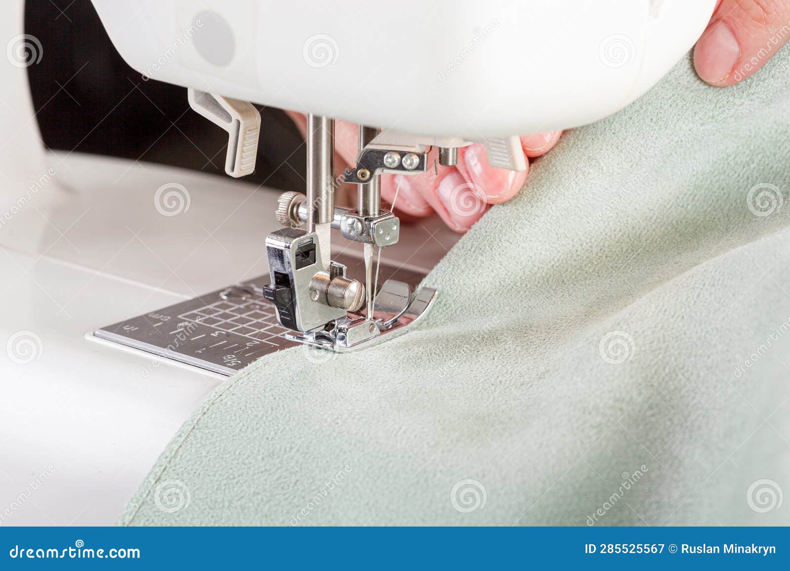 Sewing Machine, Stitching Fabrics, Needle in a Round Plan Stock Image ...