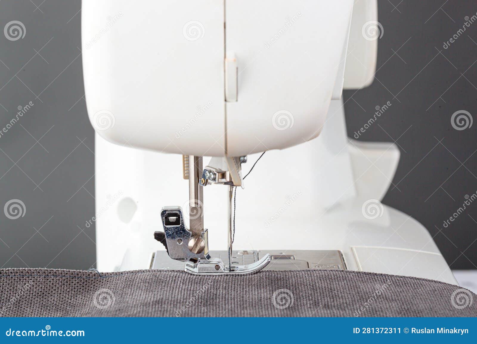 Sewing Machine, Stitching Fabrics, Needle in a Round Plan Stock Image ...