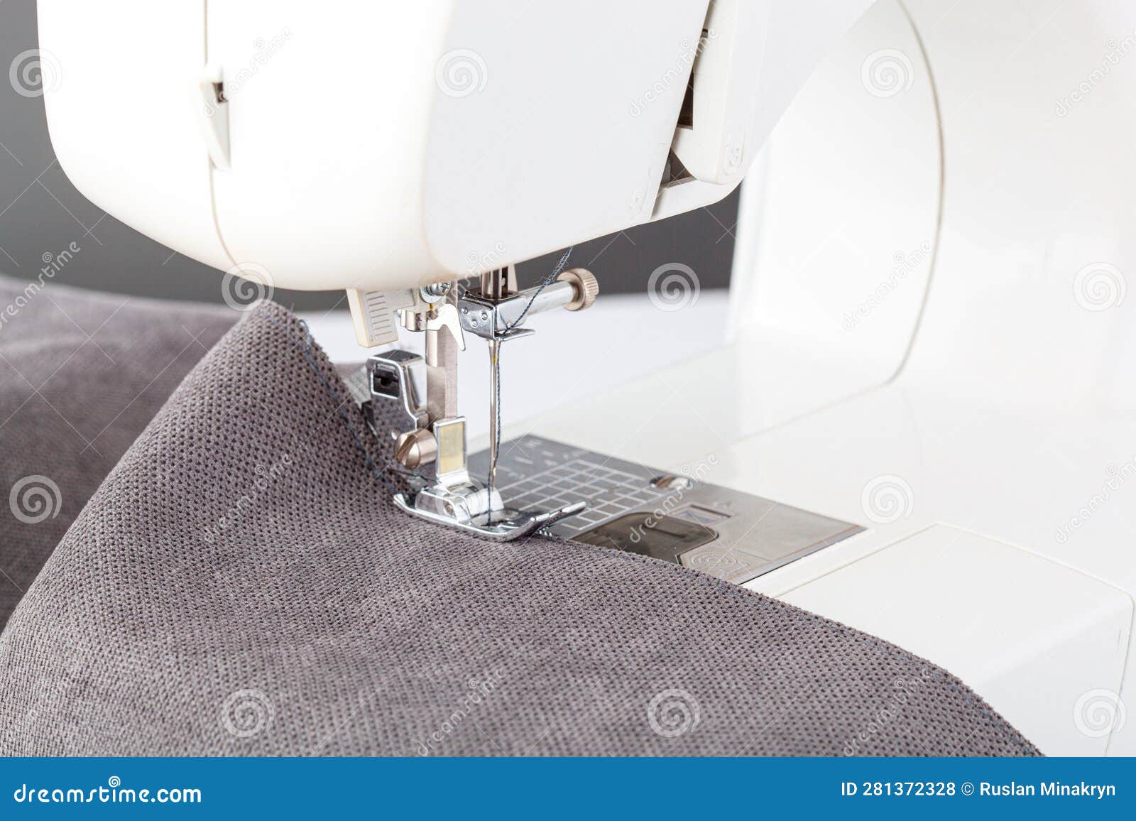 Sewing Machine, Stitching Fabrics, Needle in a Round Plan Stock Photo ...