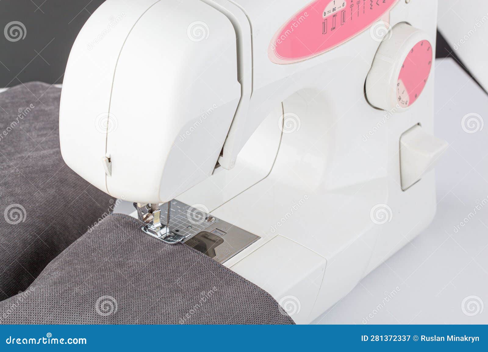 Sewing Machine, Stitching Fabrics, Needle in a Round Plan Stock Image ...